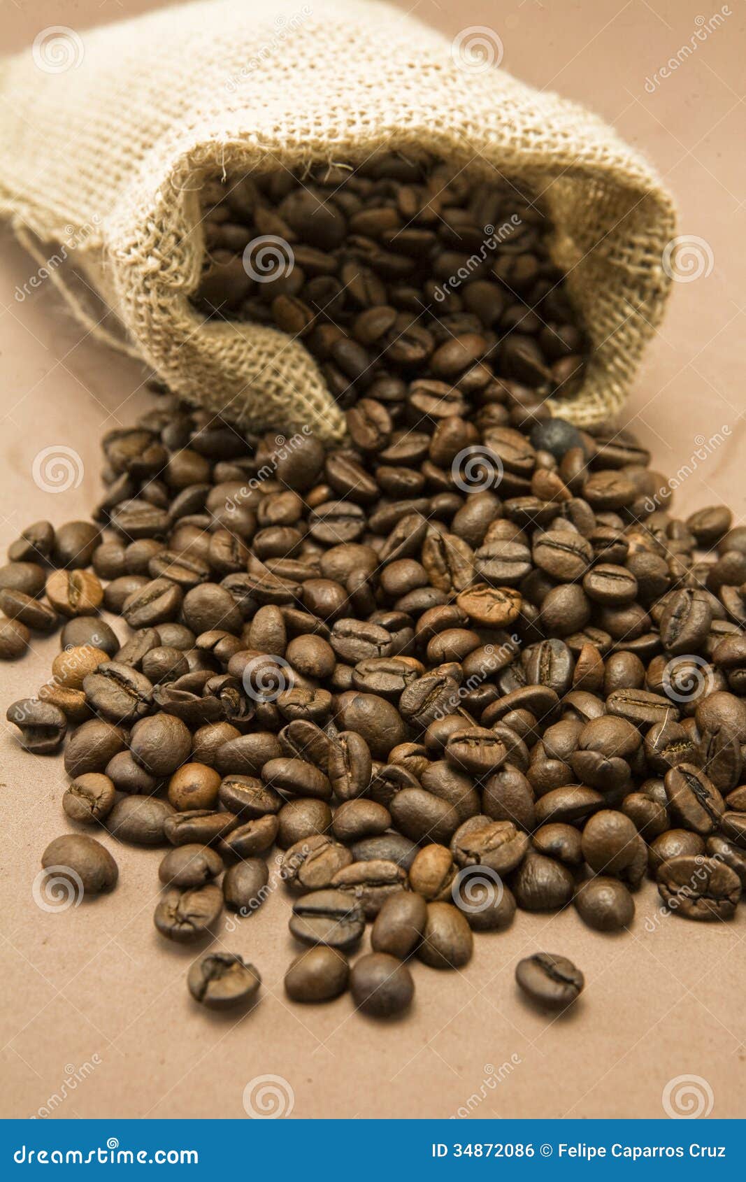 Coffee beans in sack stock photo. Image of full, filled - 34872086