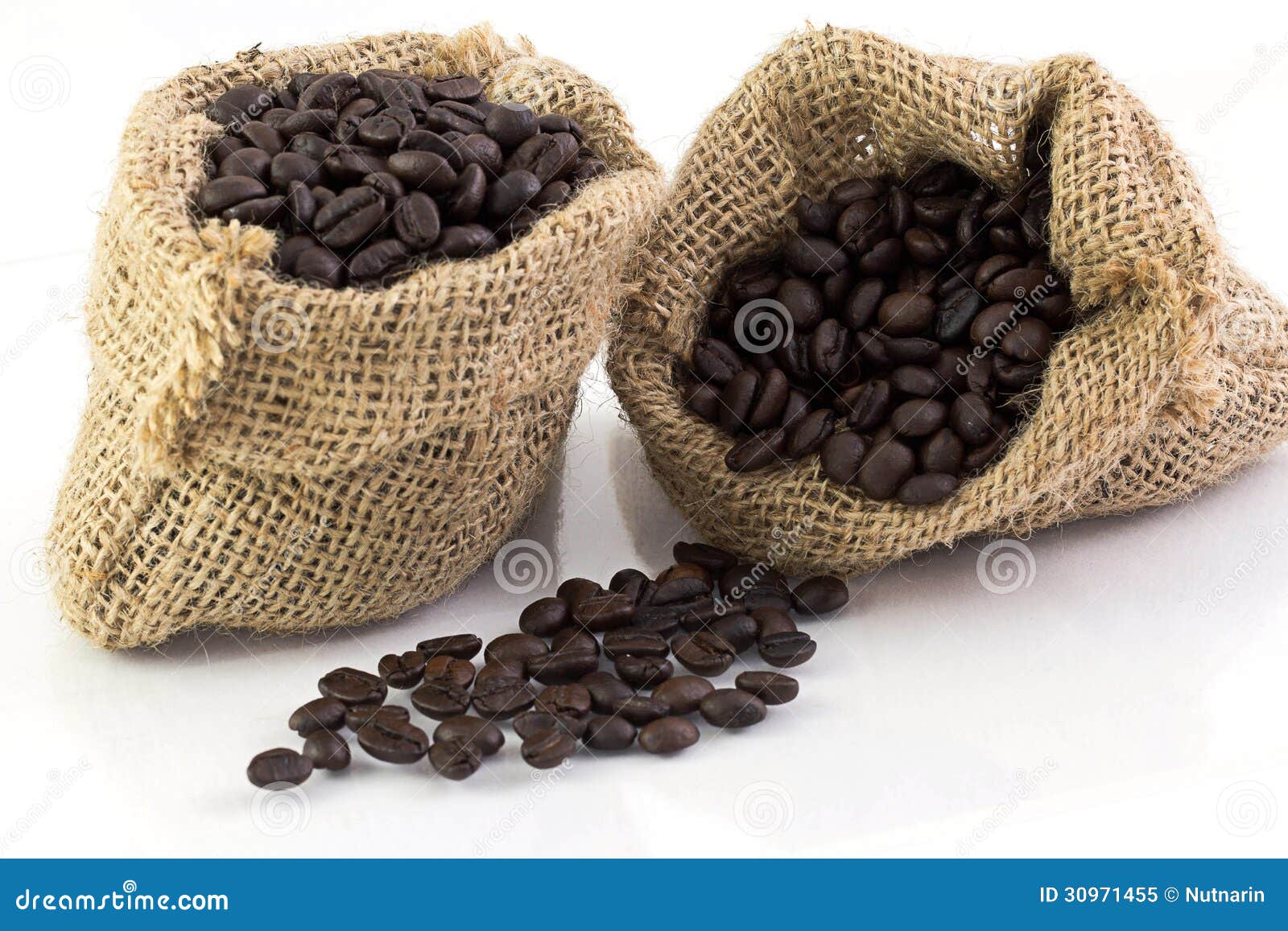 Coffee beans in a sack stock image. Image of full, ingredient - 30971455