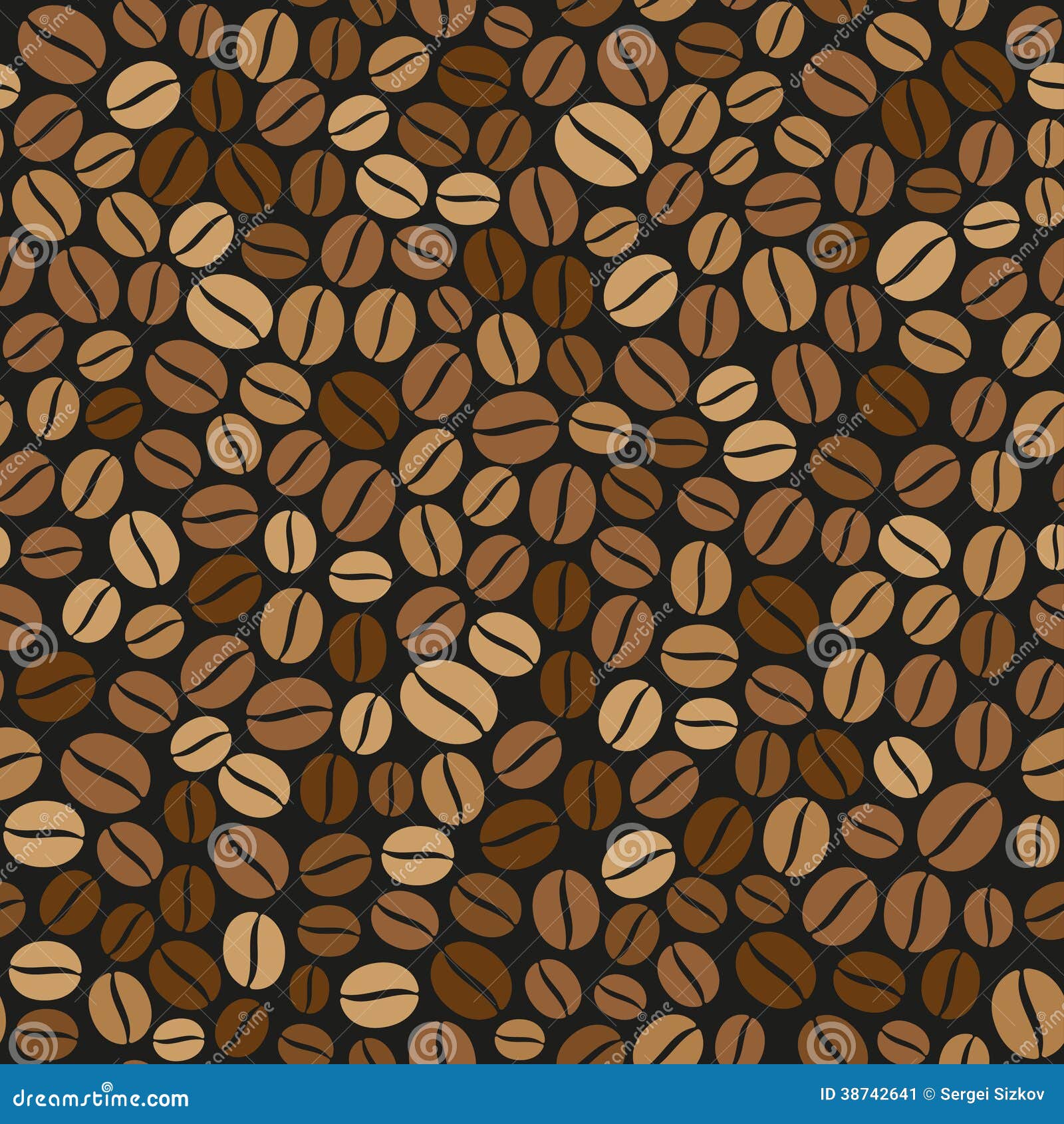 Coffee Beans Seamless Pattern on Dark Background Stock Vector ...