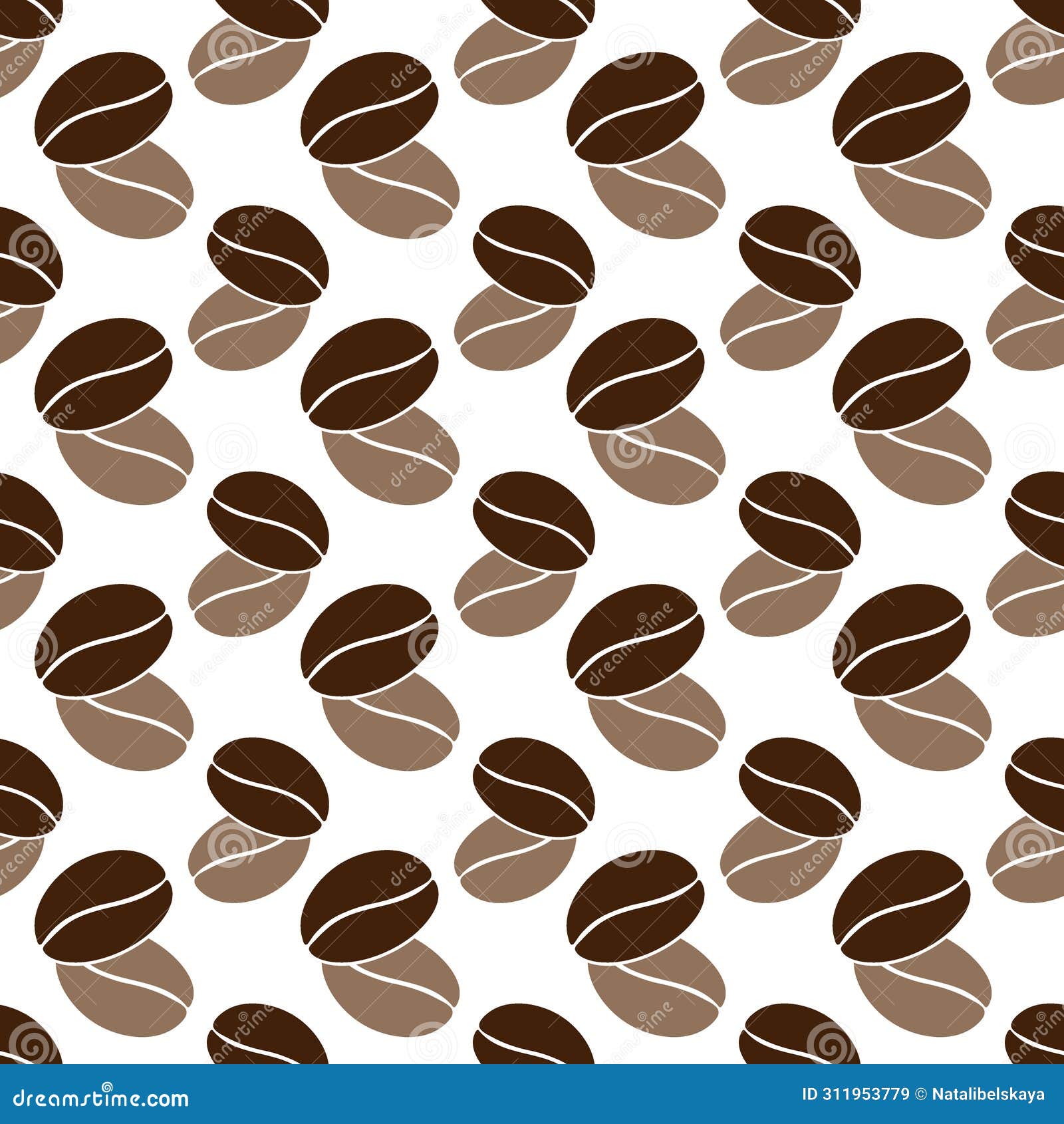 Coffee Beans Seamless Pattern in Trendy Soft Brown. Abstract Background ...
