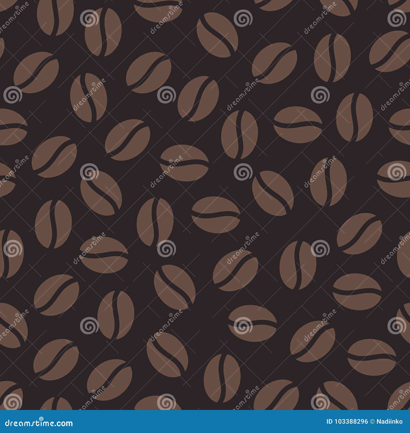 Coffee Beans Seamless Pattern, Vector Background. Repeated Dark Brown ...