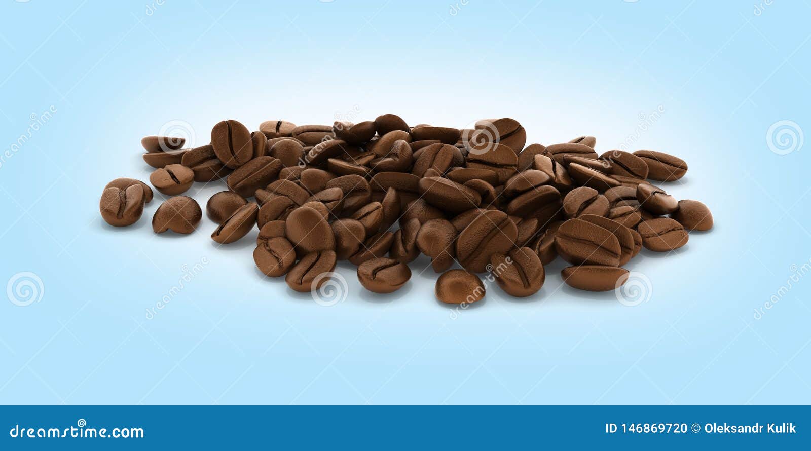 Coffee Beans Without Shadow On Blue Gradient Background 3d Royalty-Free ...