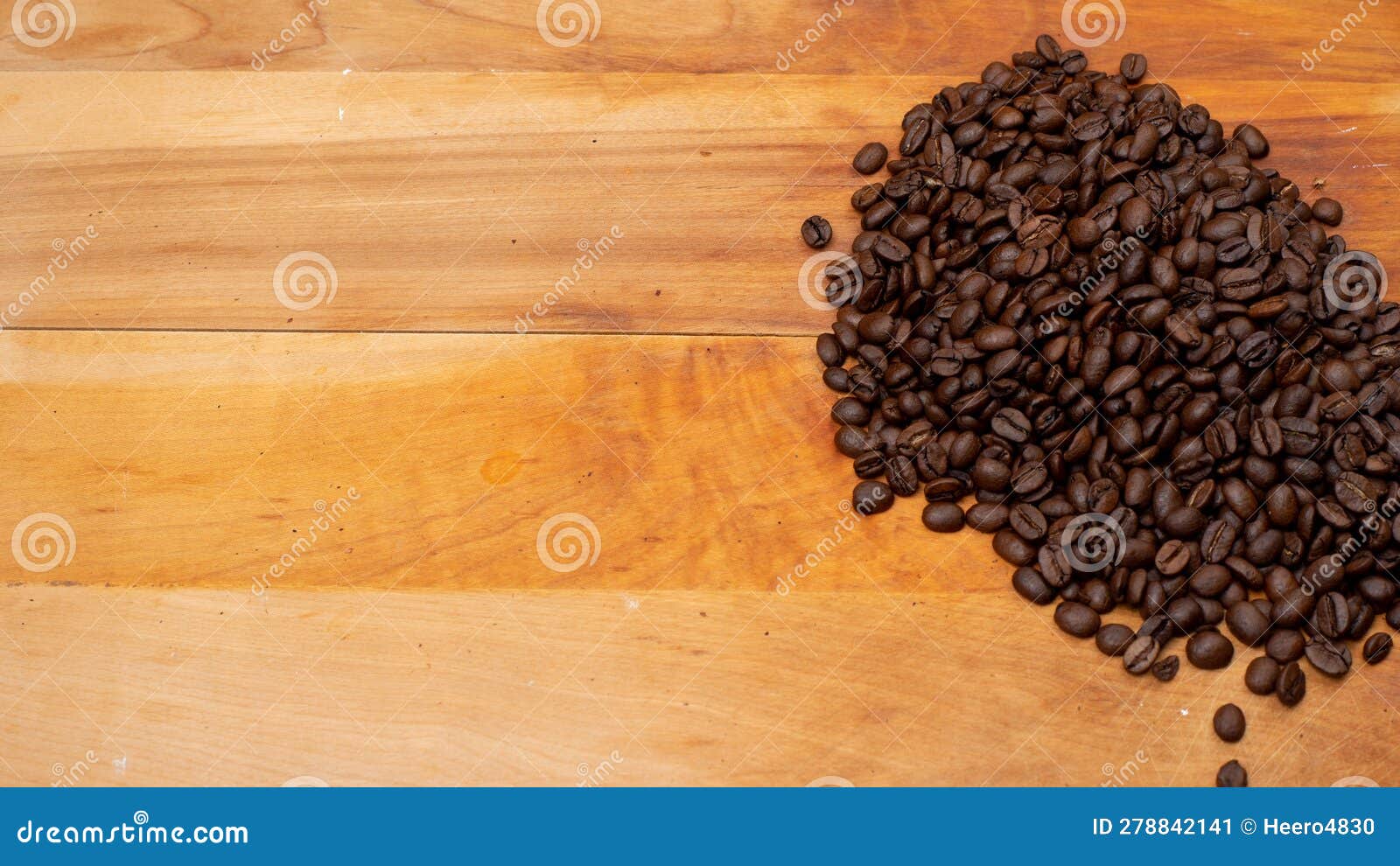 Coffee Beans on the Side on a Wood Board Stock Image - Image of copy ...