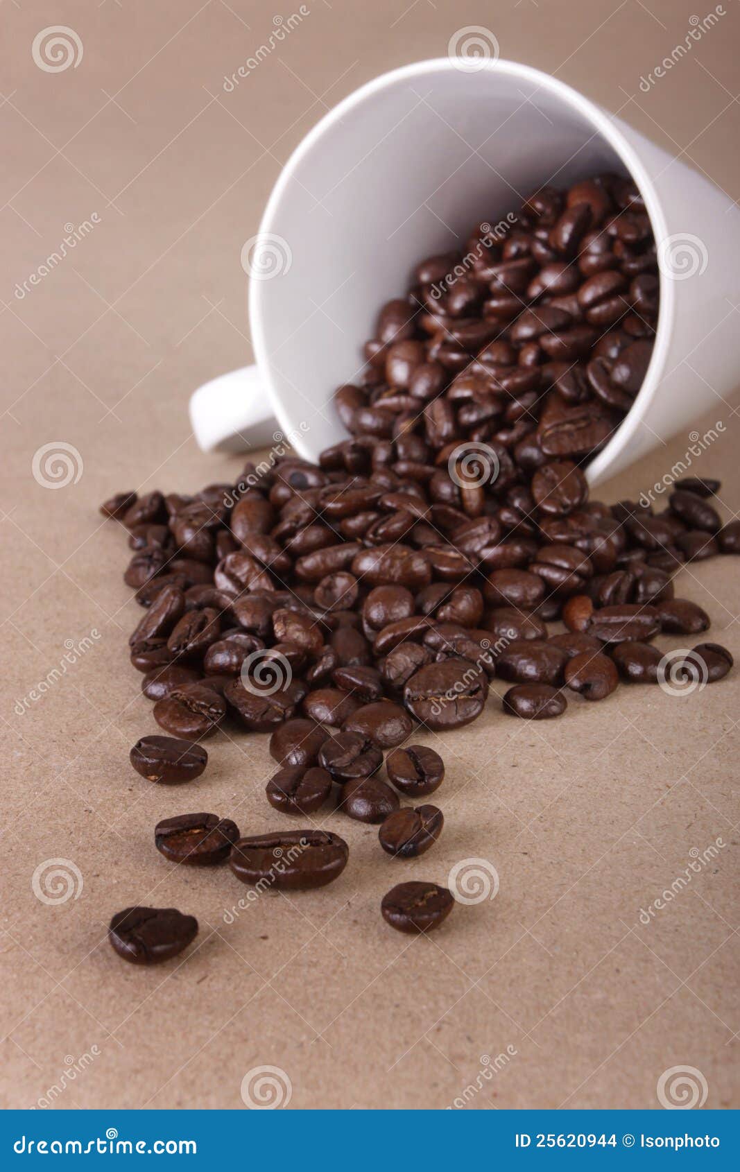Coffee Beans Spilled from Mug Stock Photo - Image of brown, white: 25620944