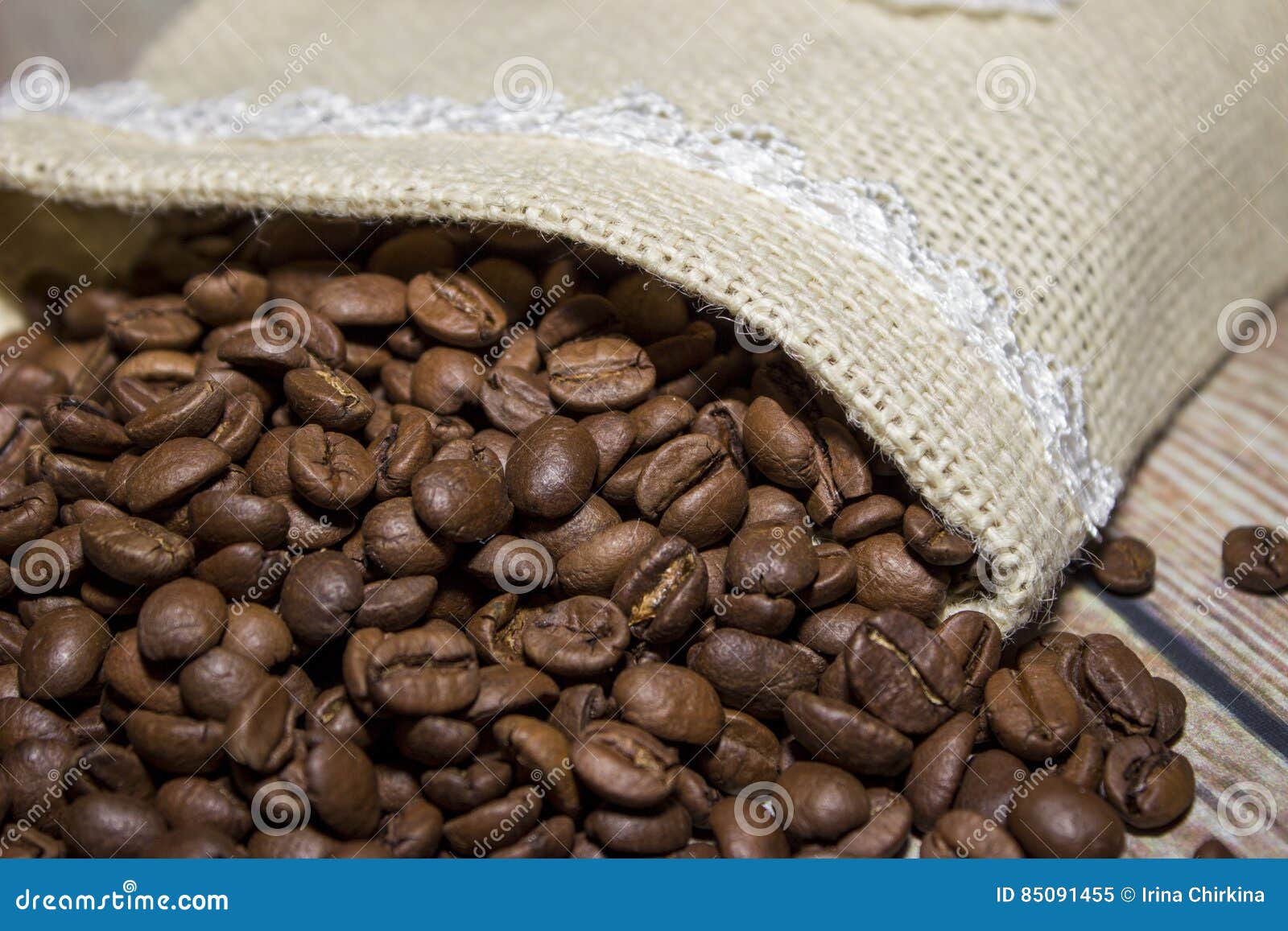 Coffee Beans Spilled Out of the Bag Stock Image - Image of aroma, beans ...