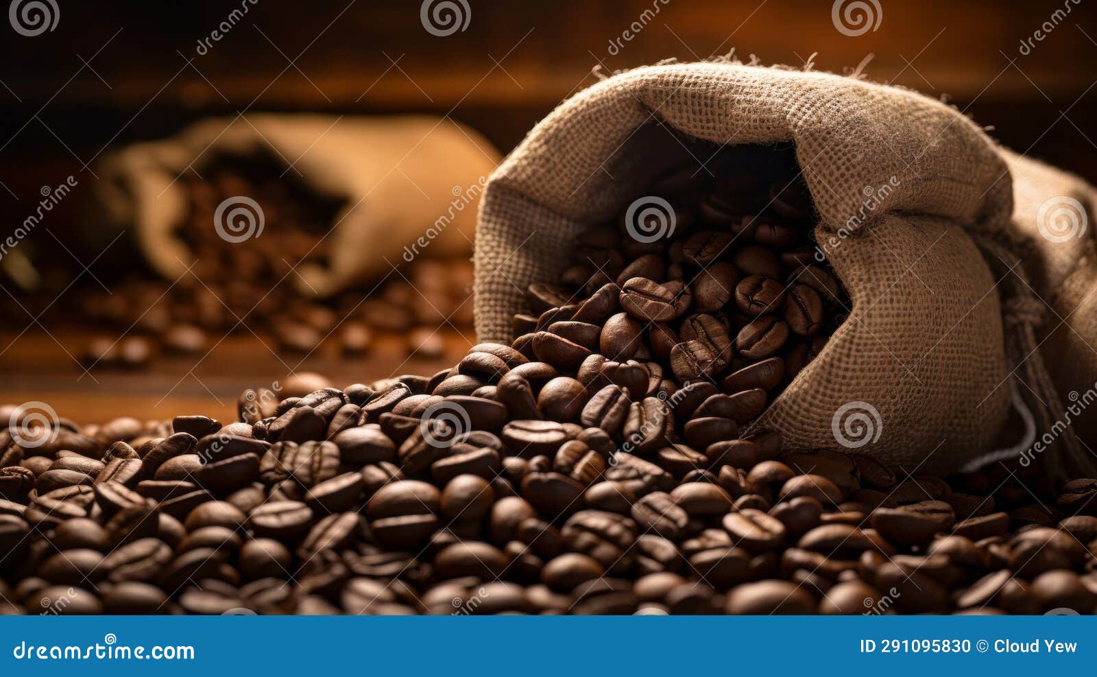 Coffee Beans Spilling from Bag Stock Illustration - Illustration of ...