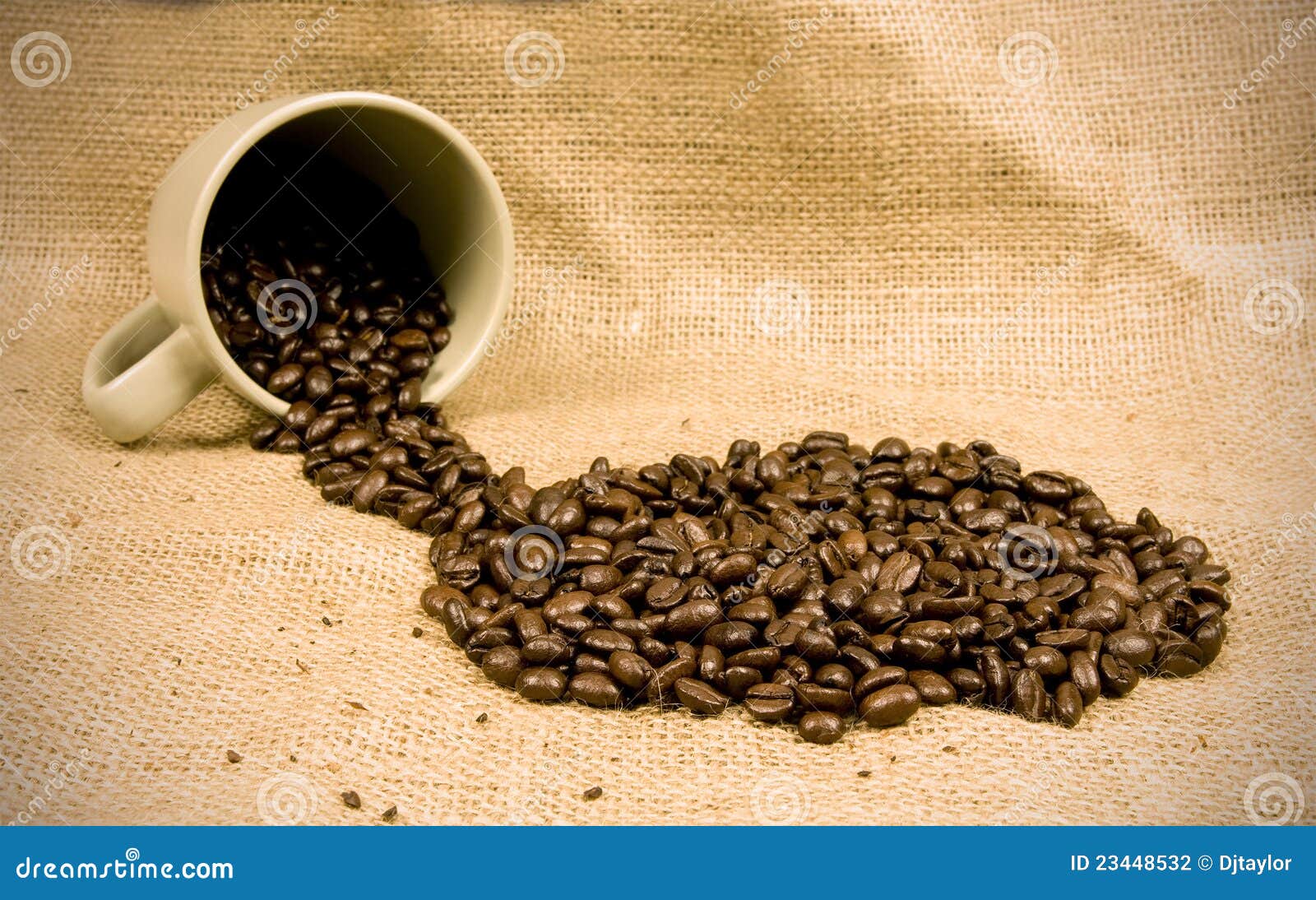 Coffee Beans Spilling from Mug Stock Photo - Image of business, black ...