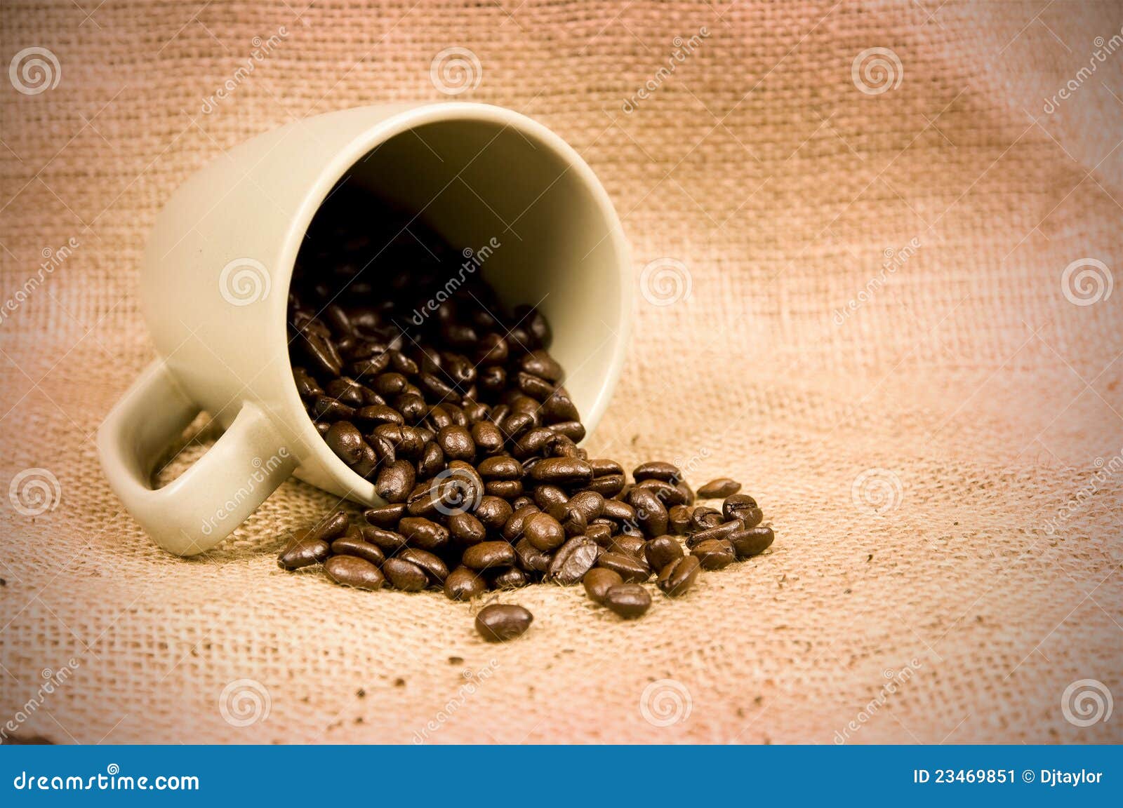 Coffee Beans Spilling from Mug Stock Image - Image of closeup, black ...