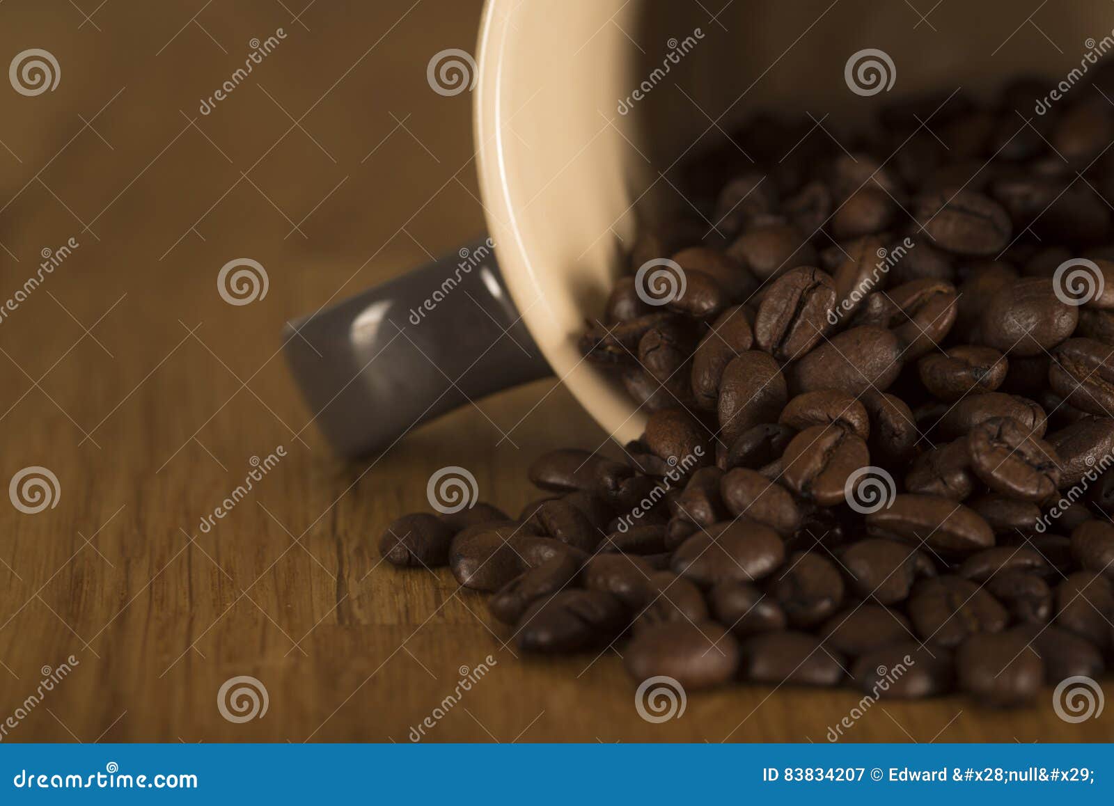 Coffee Beans Spilling from Cup on Its Side Stock Image - Image of crop ...