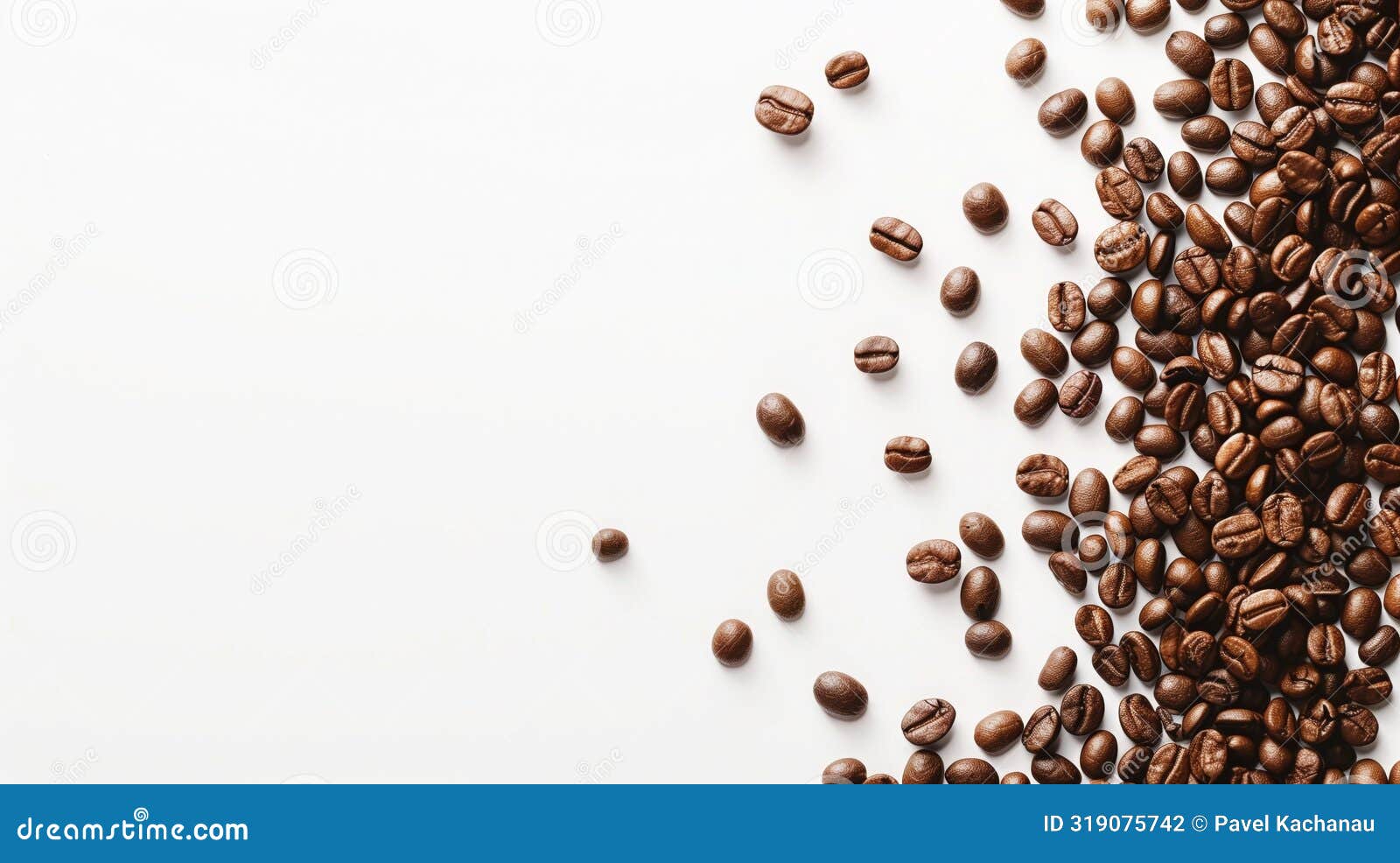 Coffee Beans Spread Out on a Plain White Surface Stock Photo - Image of ...