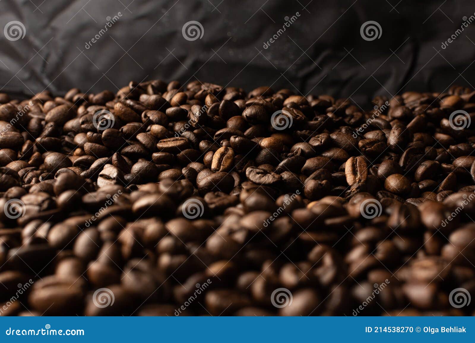 Coffee Beans are Spread Out on the Surface. the Coffee Beans are Brown ...