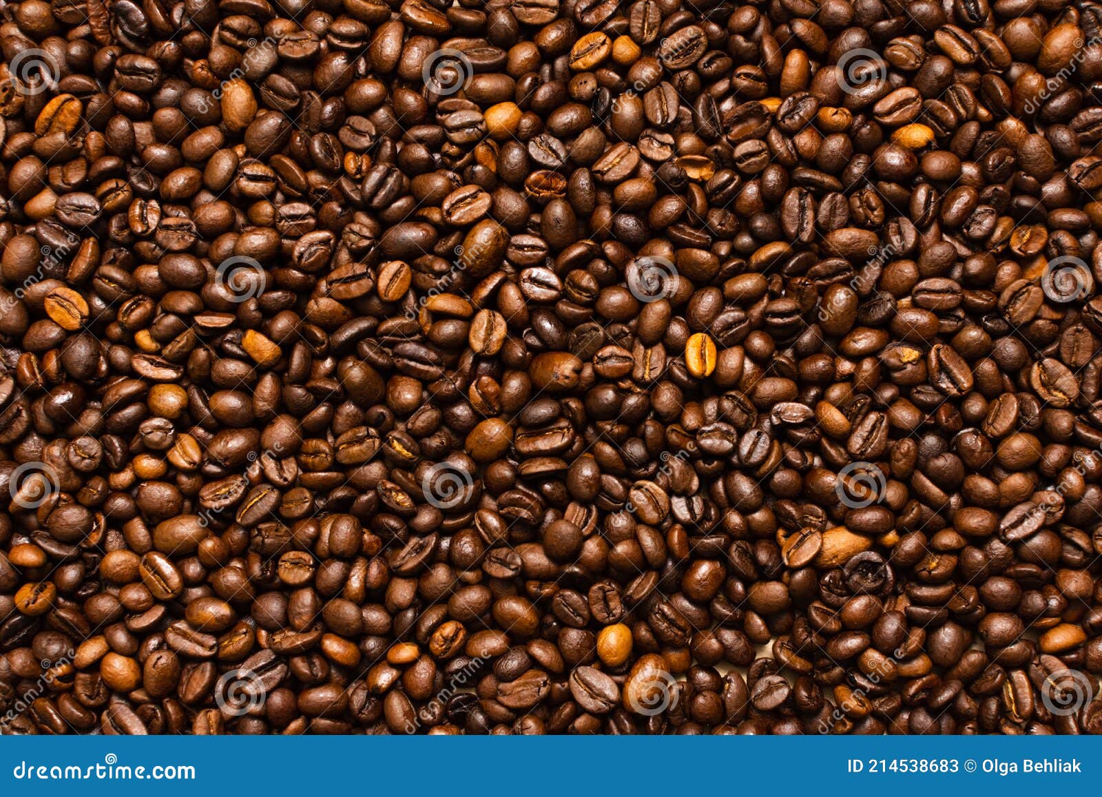 Coffee Beans are Spread Out on the Surface. the Coffee Beans are Brown ...