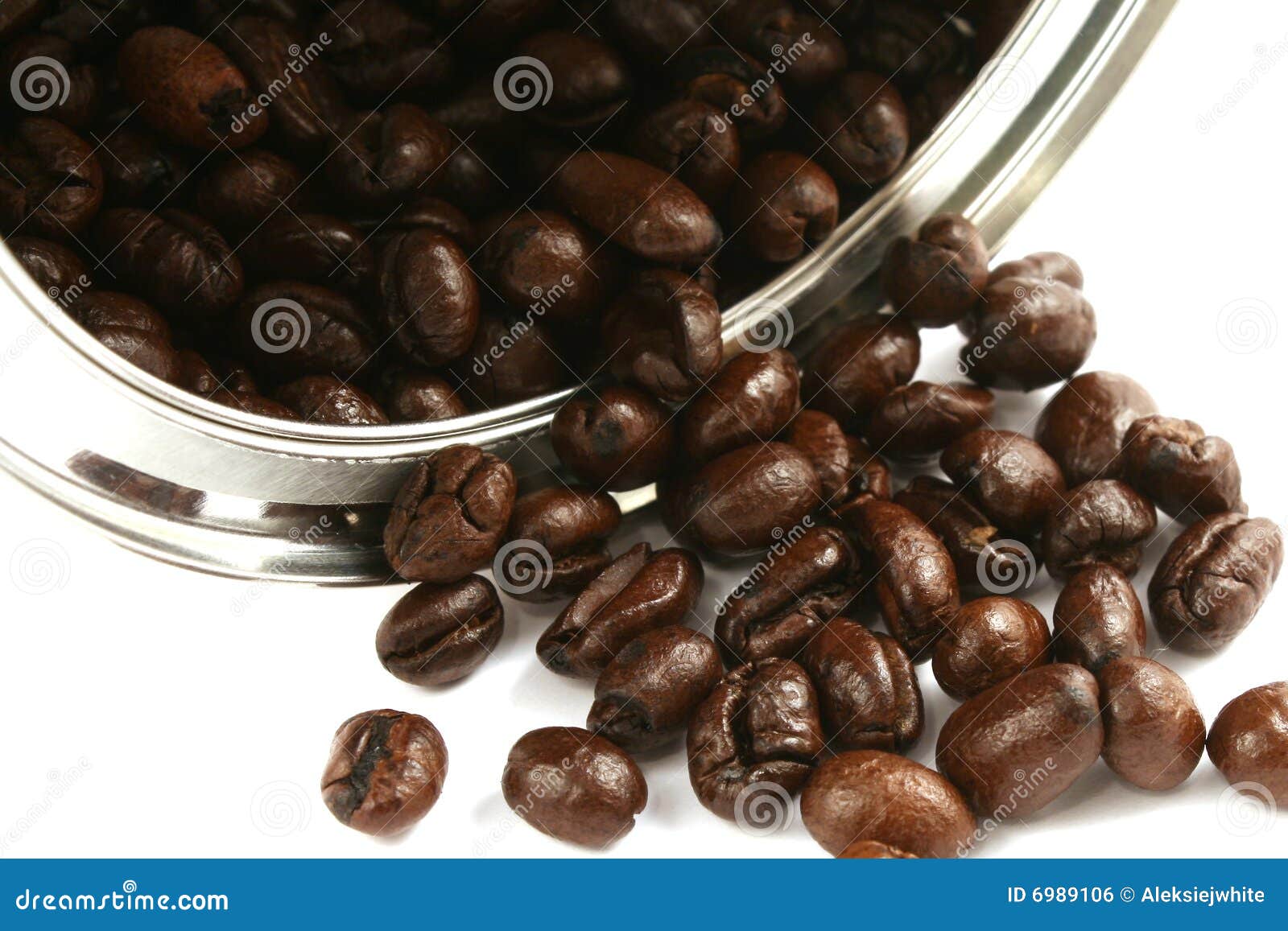 Coffee beans in steel can stock photo. Image of cafeteria - 6989106