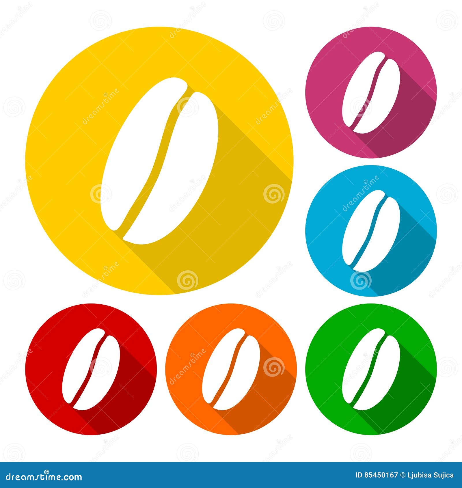 Coffee Beans Symbols Set with Long Shadow Stock Vector - Illustration ...