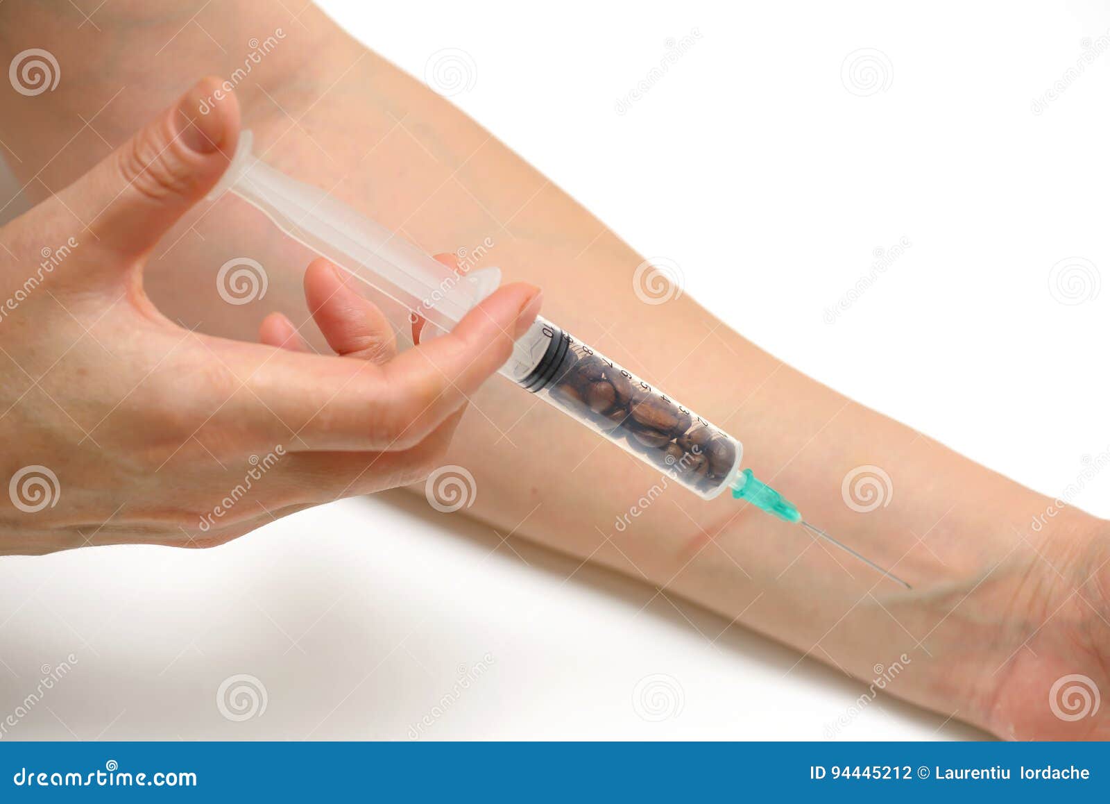 Coffee beans in syringe stock photo. Image of coffee - 94445212