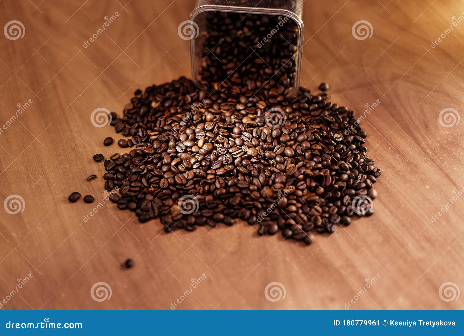 Coffee beans on the table stock image. Image of coffee - 180779961