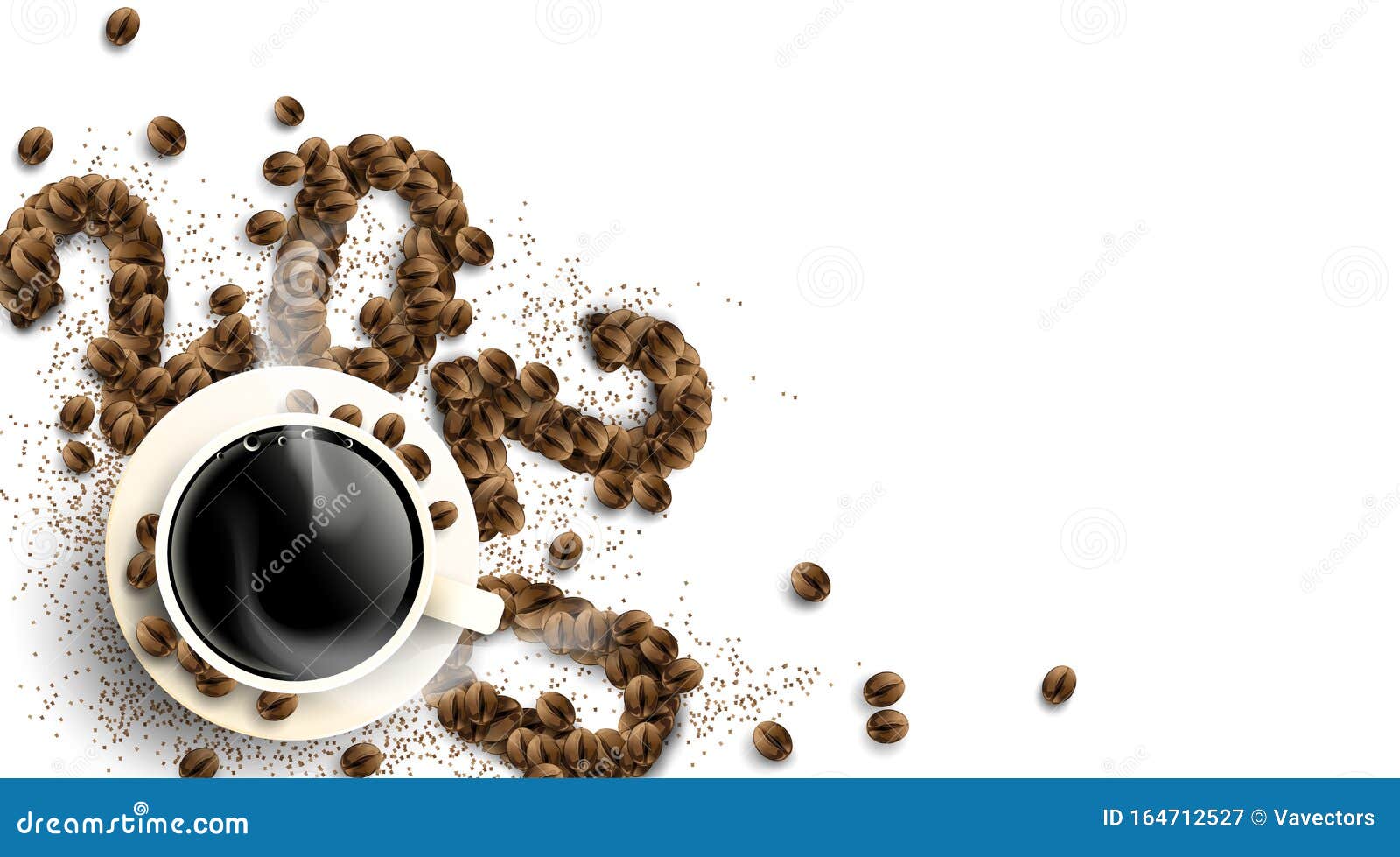 2020 Coffee Beans Text Number Design. Cup of Hot Coffee with Powder ...