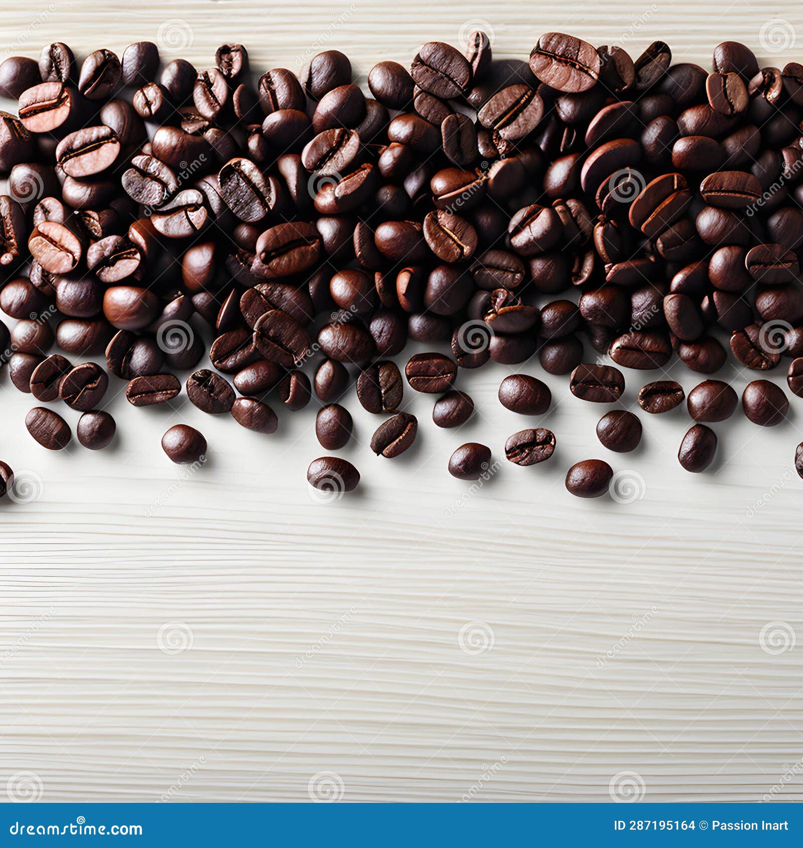 Coffee Beans Top View. Roasted Coffee Beans on Wooden Table. Beautiful ...