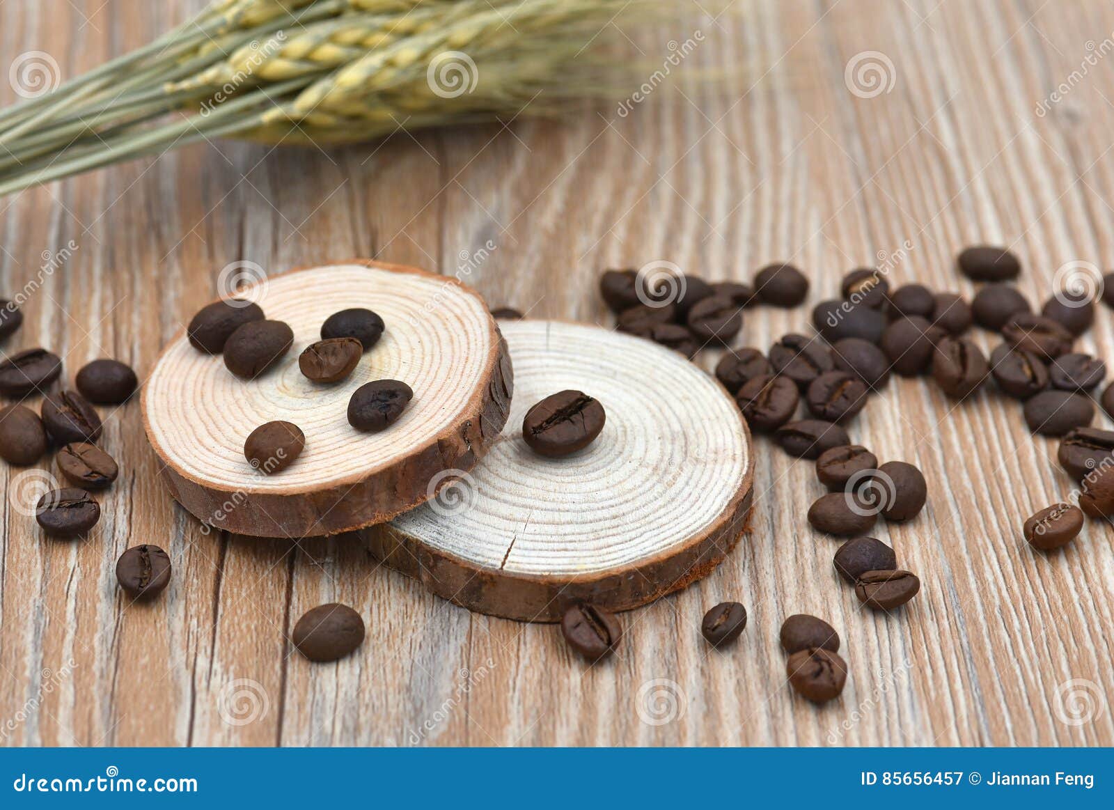 Coffee Beans, Tree Stools and Wheat Stock Image - Image of tree, plant ...
