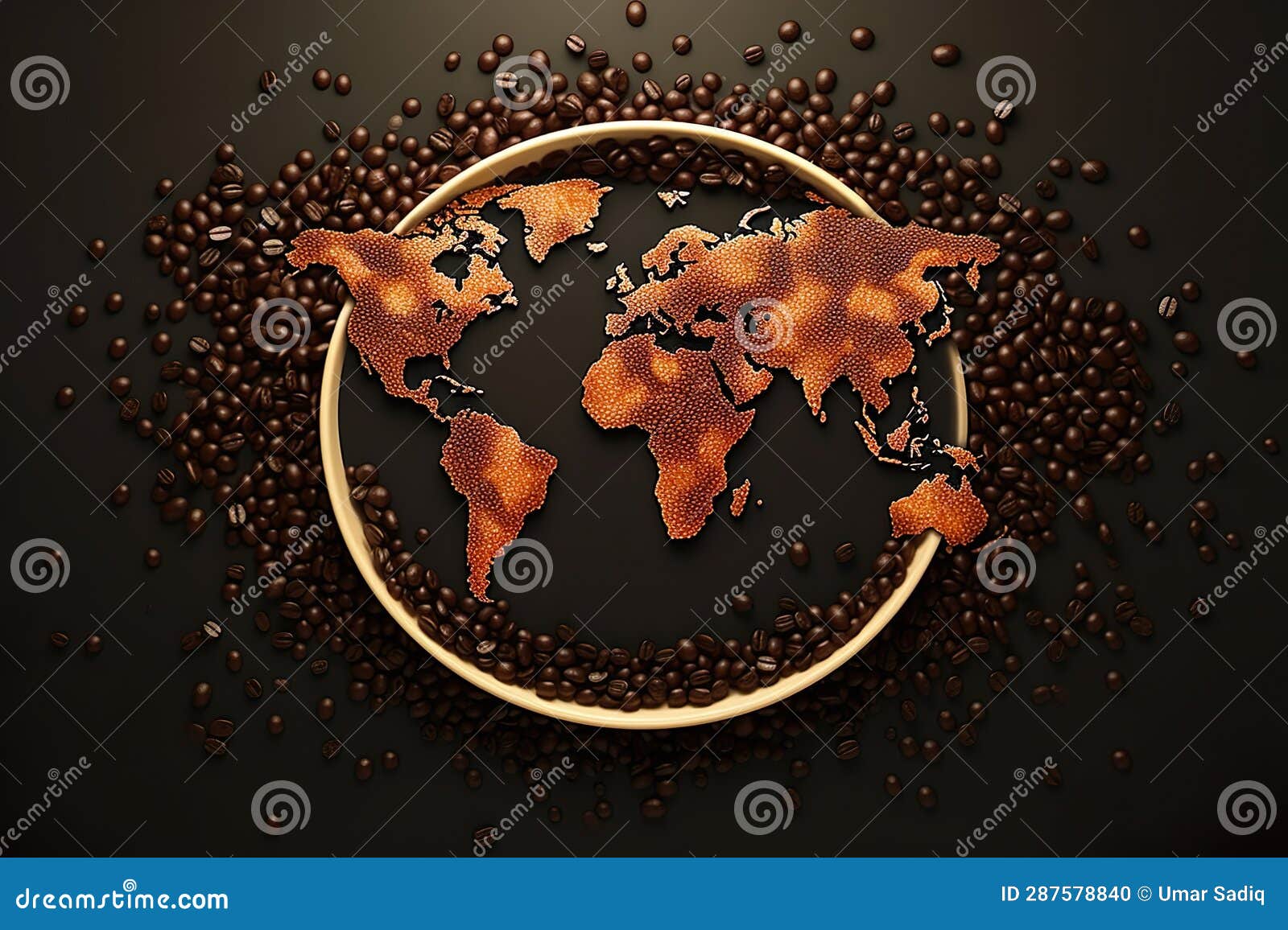 Coffee Beans World Map Illustration Represents International Day of ...