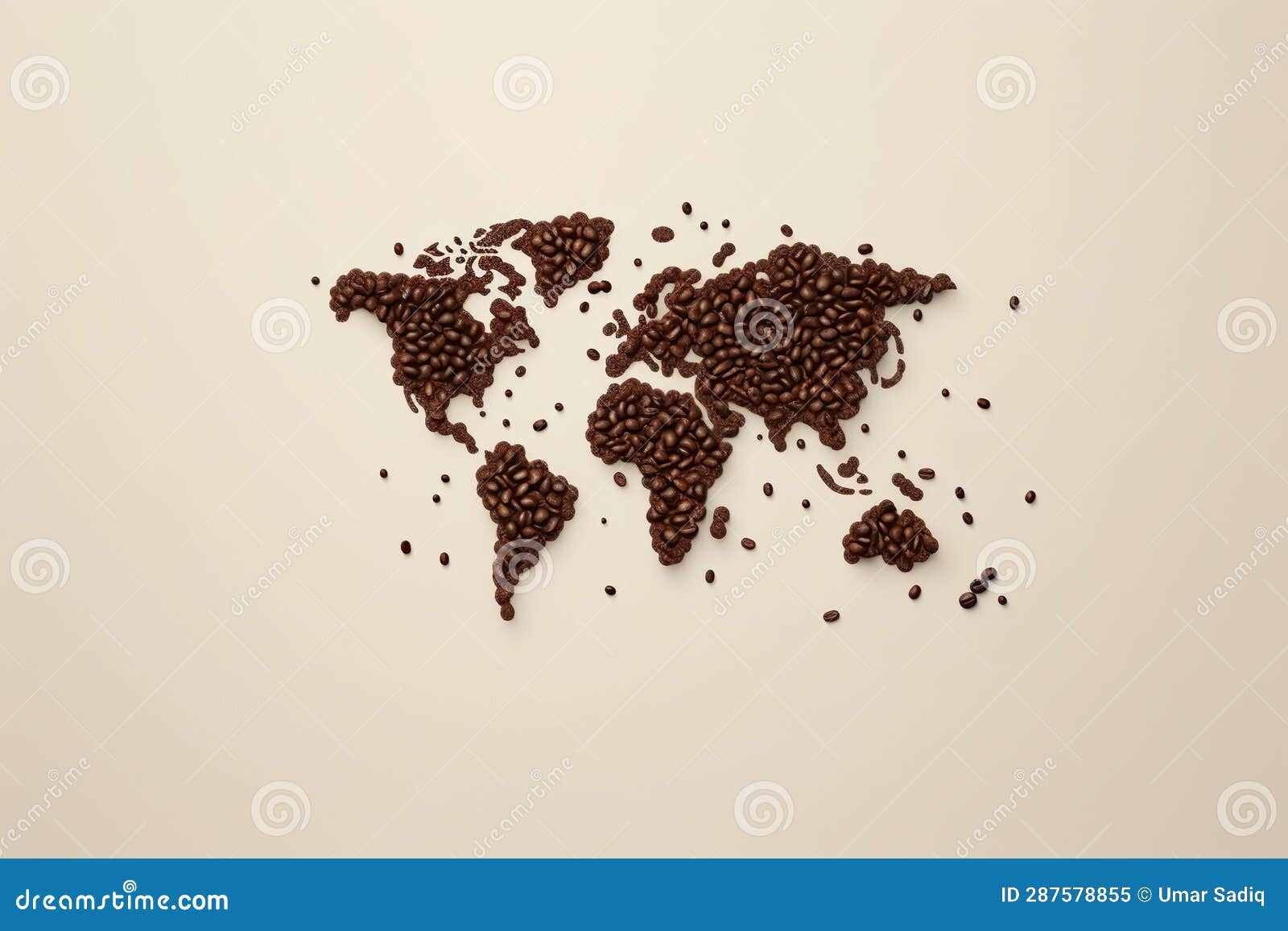 Coffee Beans World Map Illustration Represents International Day of ...