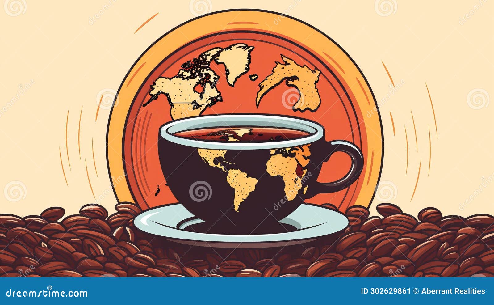 Coffee Beans and World Map Vector Illustration Stock Illustration ...