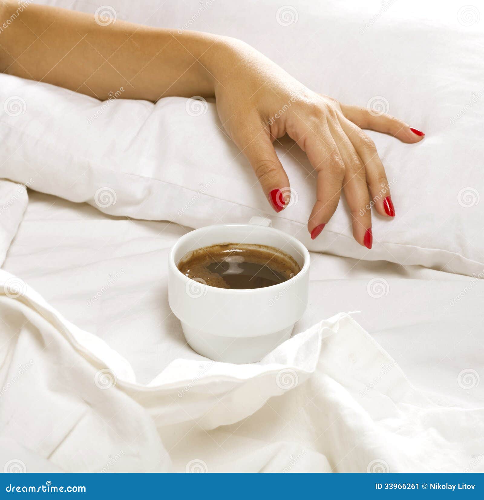 Coffee in Bed stock image. Image of coffee, sheets, healthy - 33966261