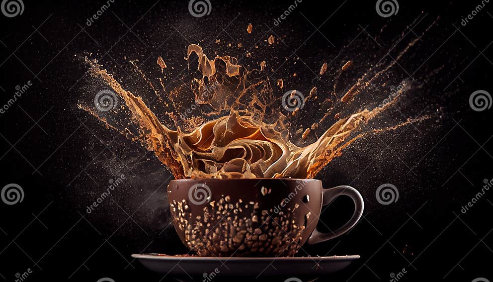 Coffee Beens Exploding Over Cappuccino Cup on Foody Themed Background ...