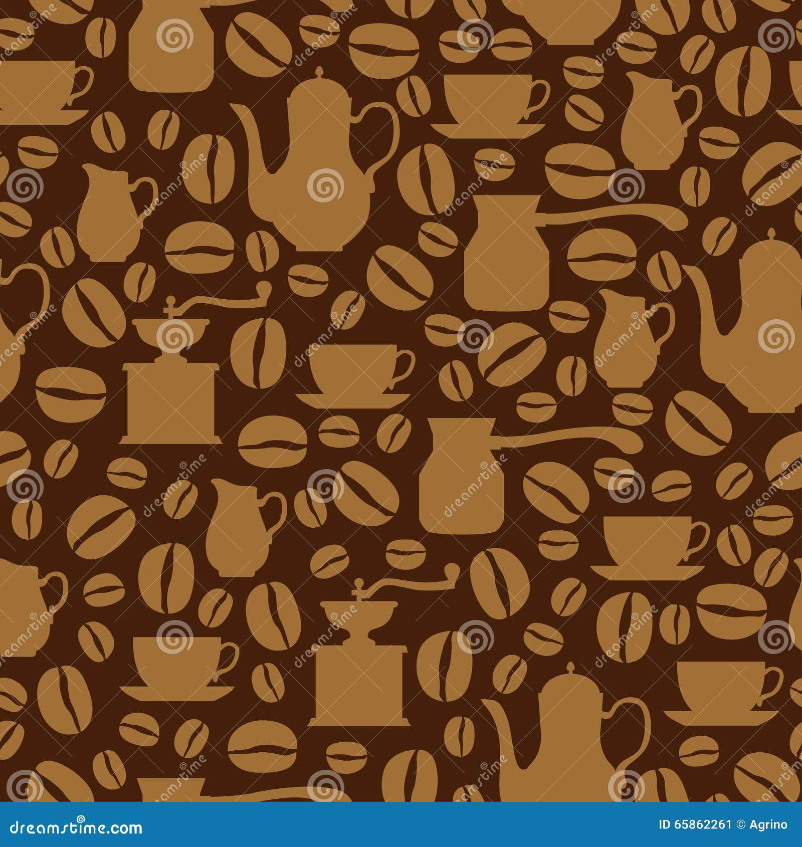 Coffee Beige Seamless Pattern on Brown Background Stock Vector ...