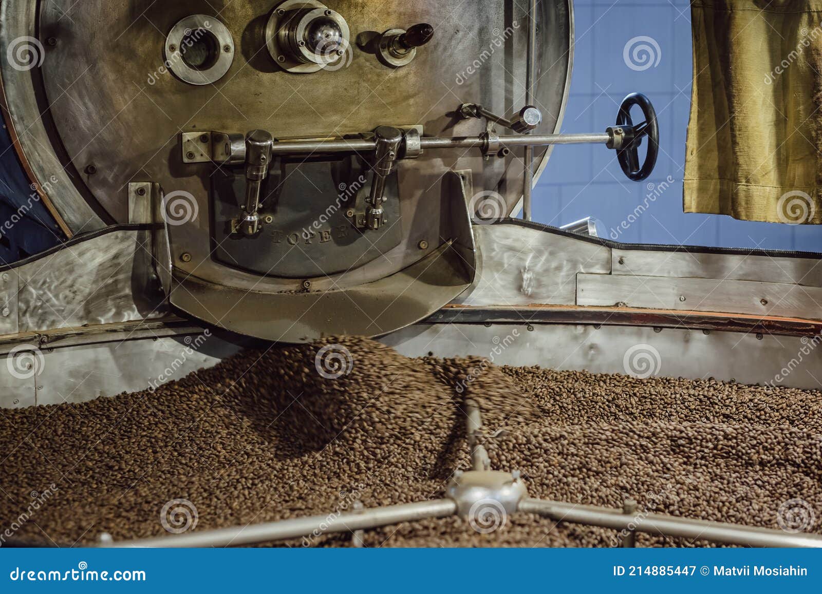 Coffee Being Mixed in a Coffee Roasting Machine. Mixing Coffee. Stock ...