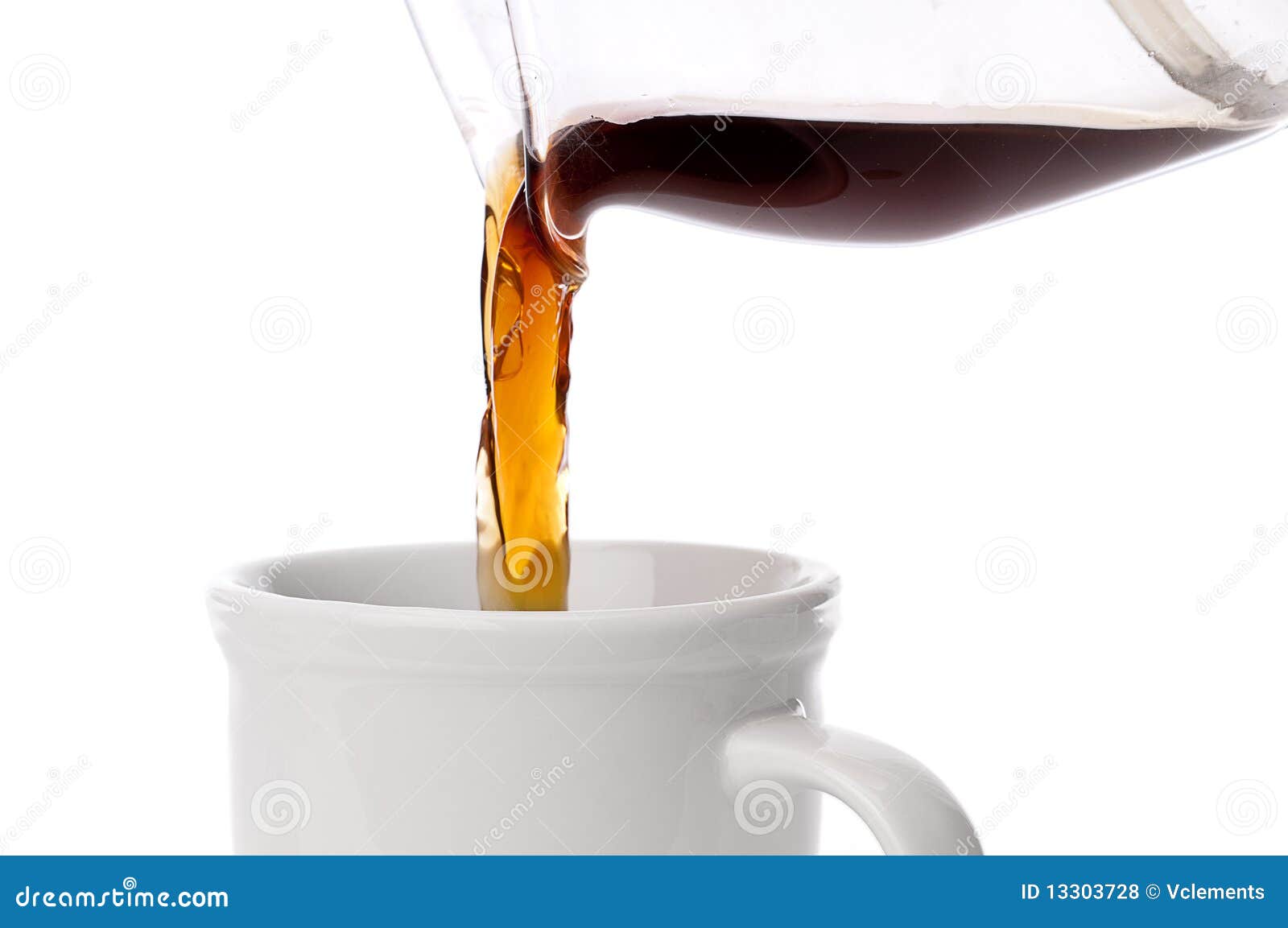 Coffee Being Poured into a Coffee Cup on White Stock Photo - Image of ...
