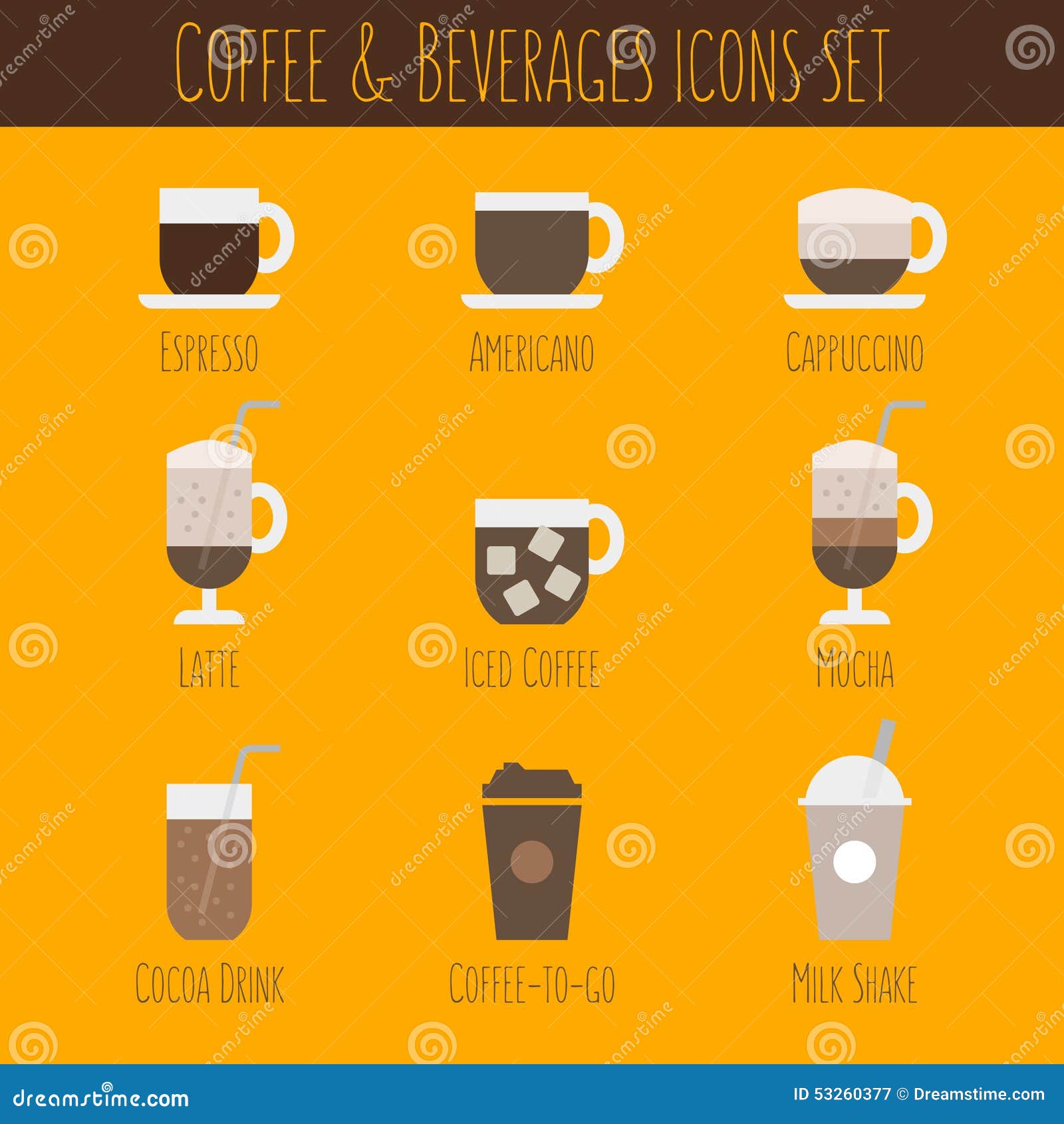 Coffee Beverages Types Vector Illustration | CartoonDealer.com #58921980