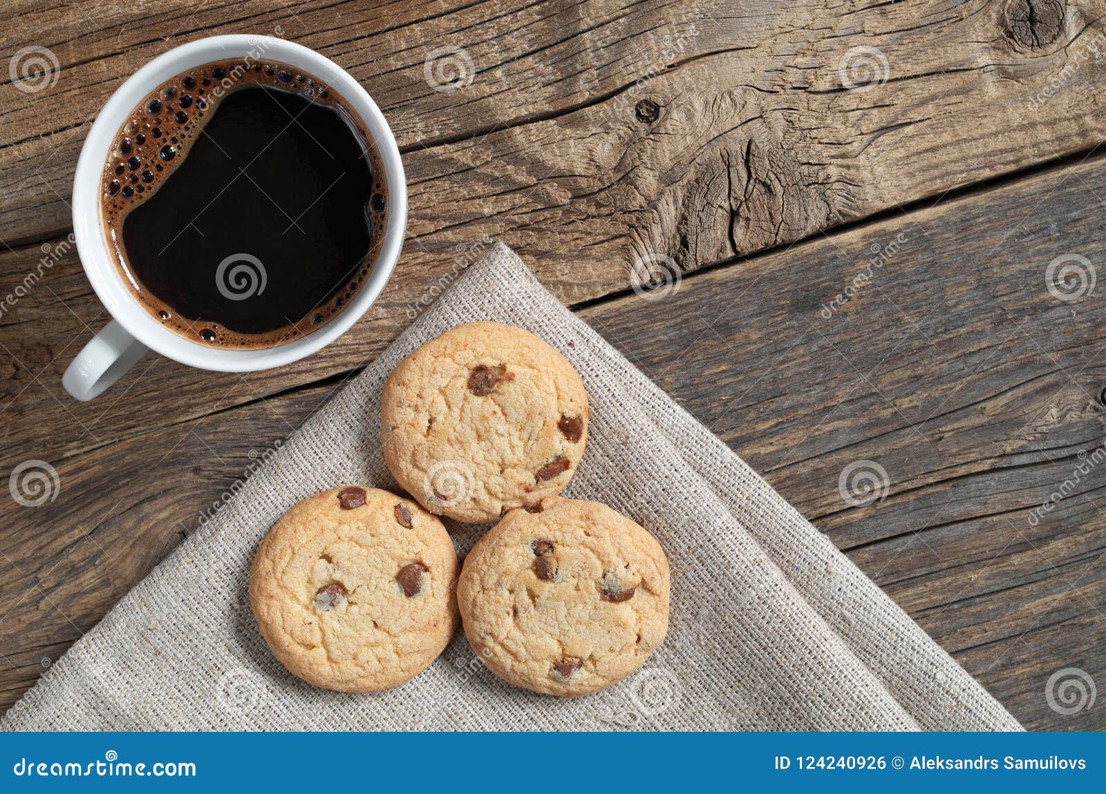 Coffee and Biscuits with Chocolate Stock Photo - Image of brown, tasty ...