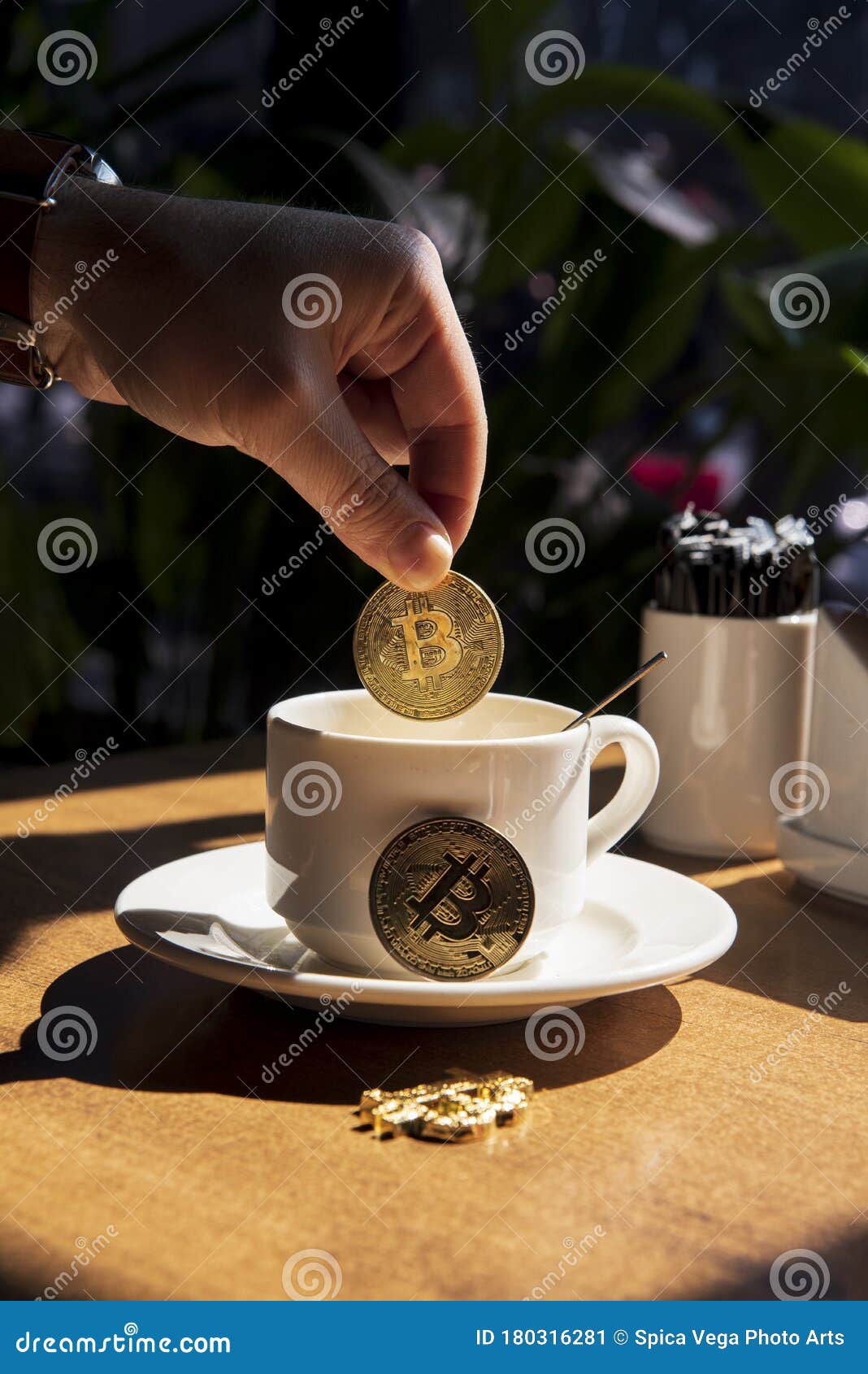 Coffee and Bitcoin, an Interpretation of New Payment Methods Stock ...