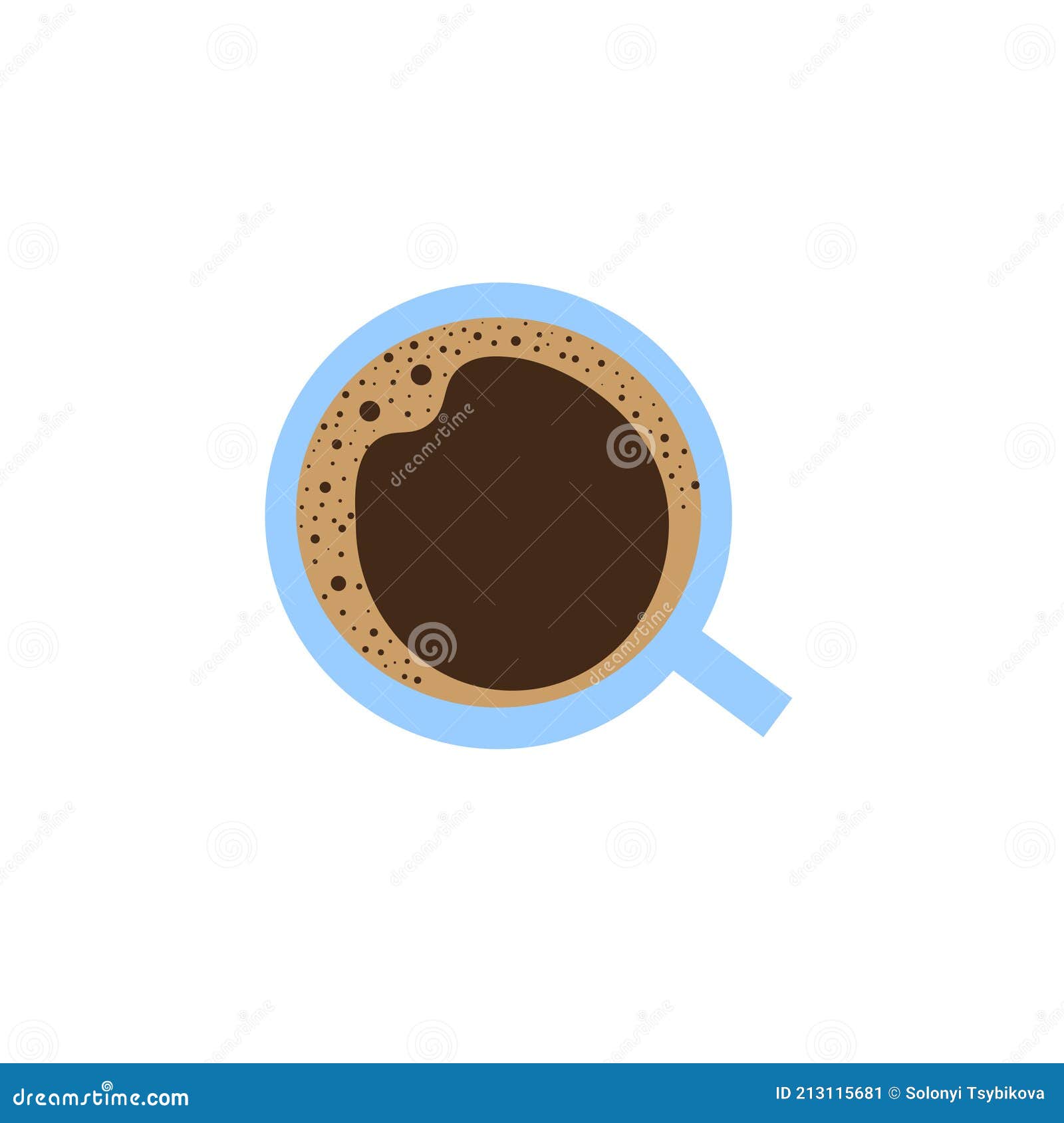 Coffee in a Blue Mug Top View on a White Background. Stock Vector ...