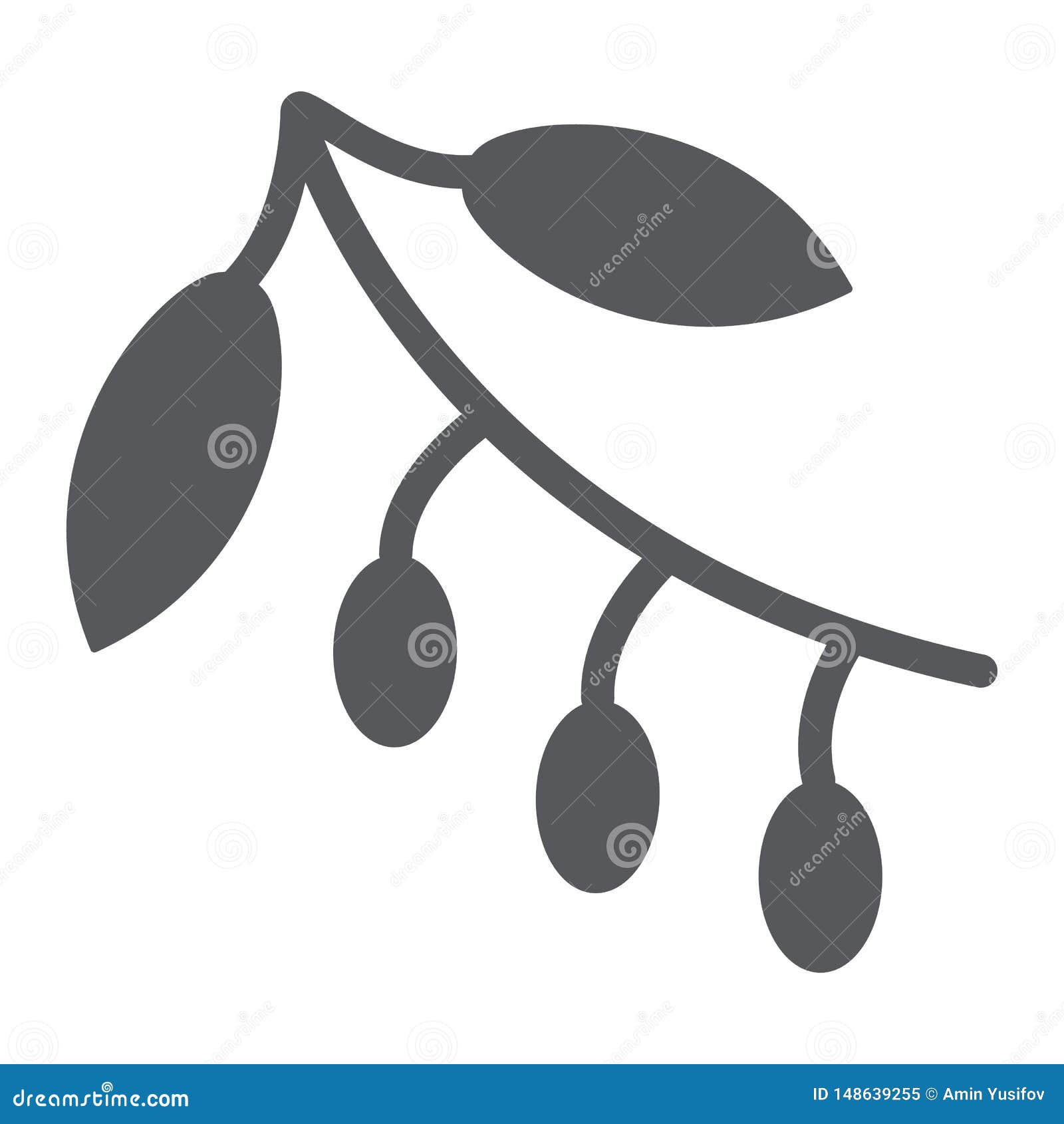 Coffee Branch Glyph Icon, Coffee and Grain, Coffee Plant Sign, Vector ...