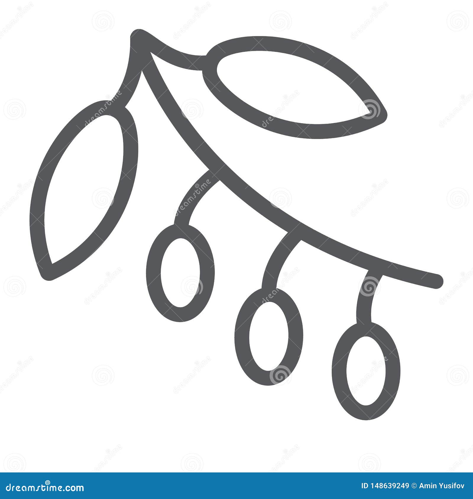 Coffee Branch Line Icon, Coffee and Grain, Coffee Plant Sign, Vector ...