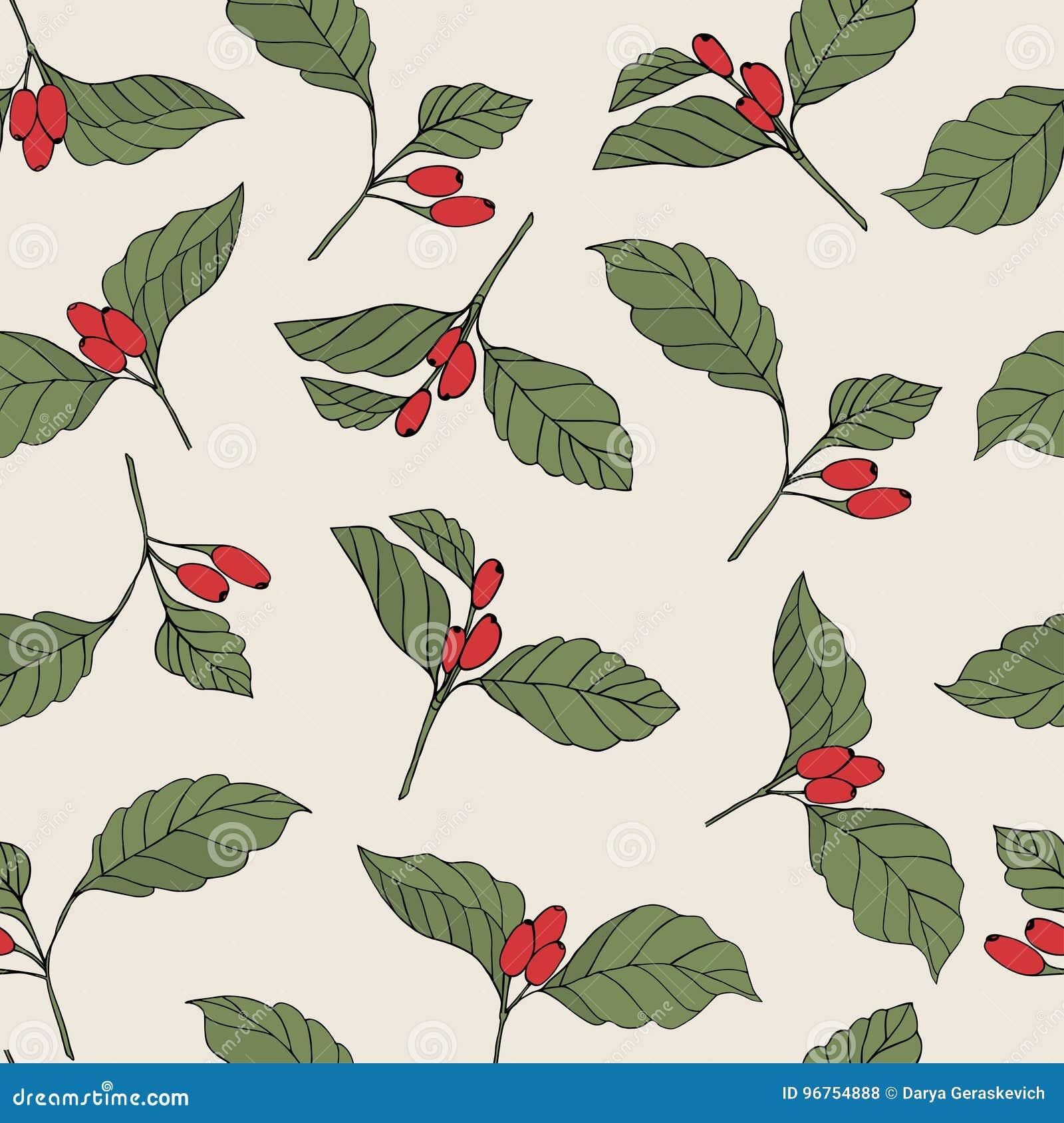 Coffee branches seamless. stock vector. Illustration of branch - 96754888