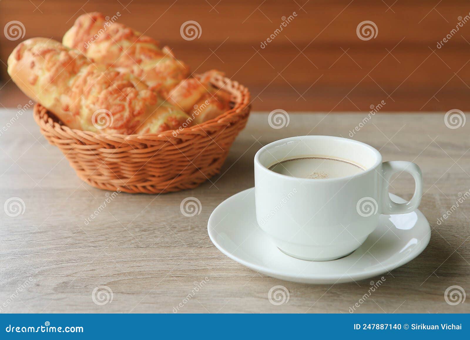 Coffee and Bread Start a New Day Stock Photo - Image of dairy ...