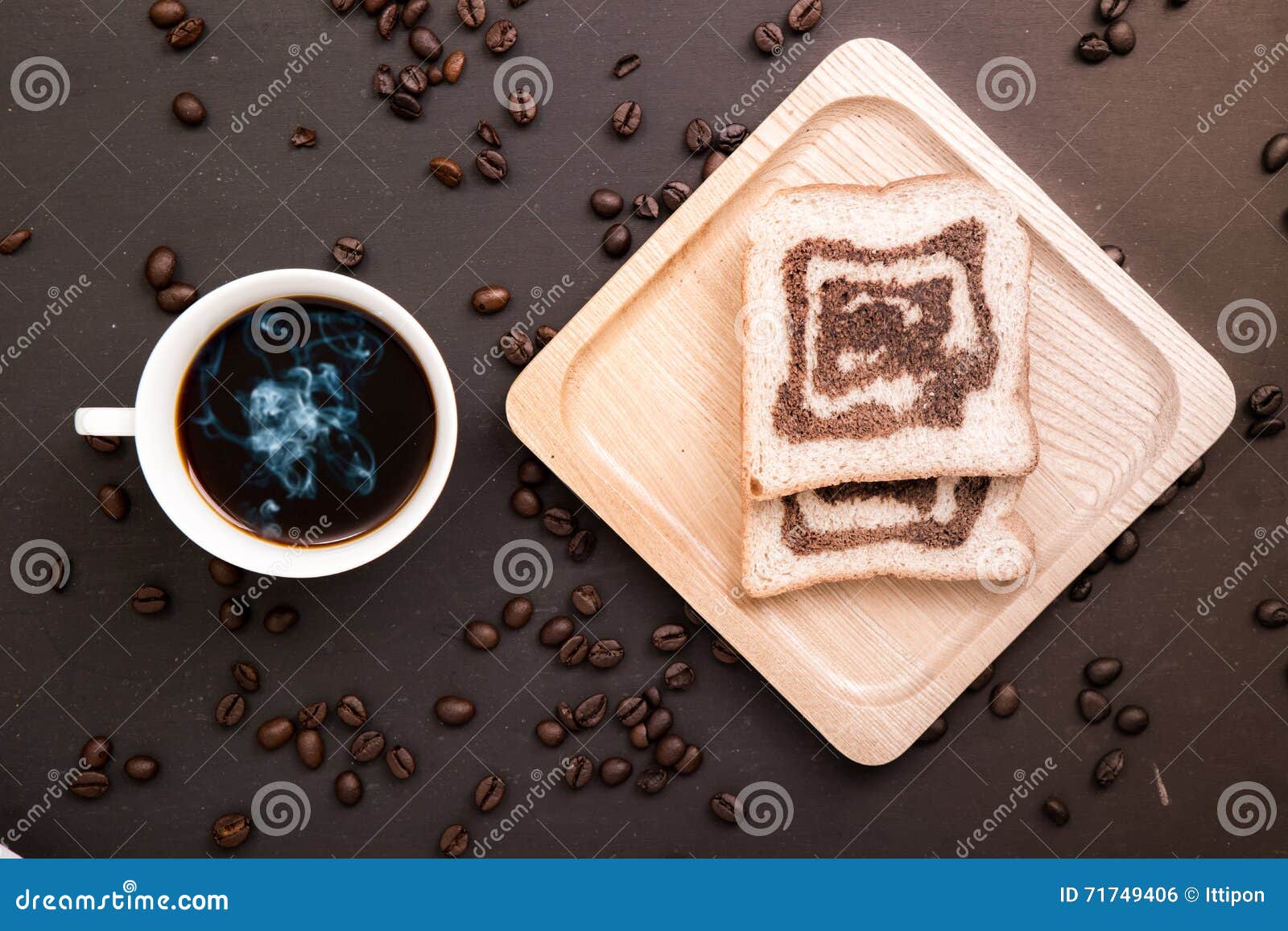 Coffee and bread stock photo. Image of healthy, bread - 71749406