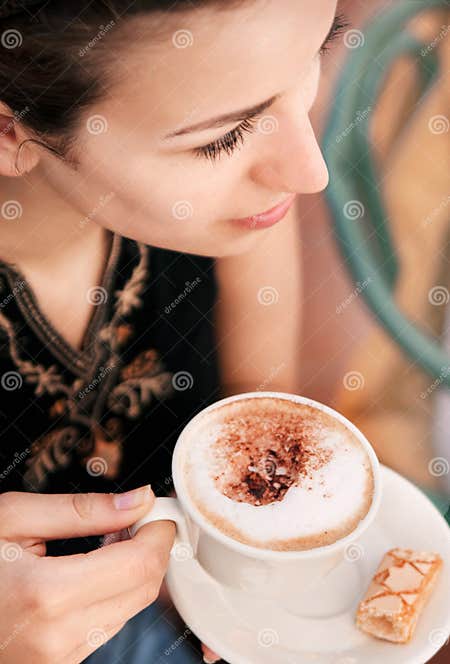 Coffee break stock photo. Image of sitting, gorgeous, brunette - 9418556