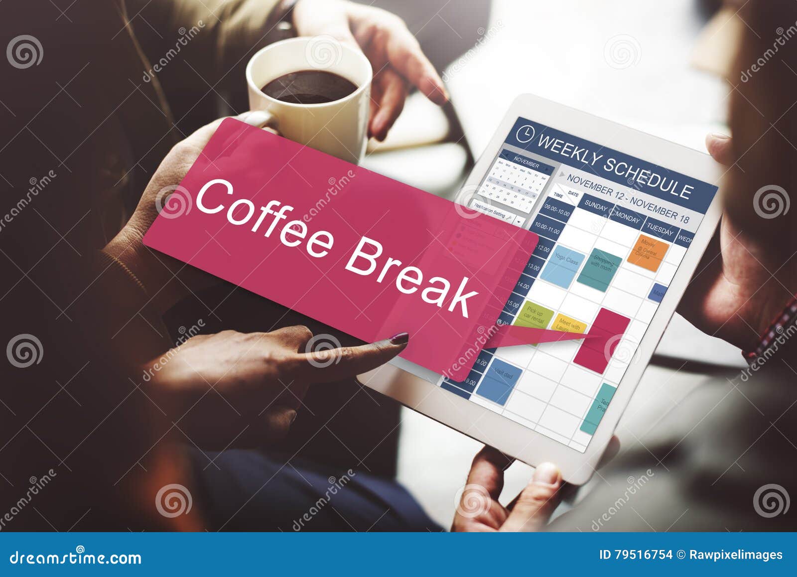 Coffee Break Beverage Cafe Drinking Enjoyment Concept Stock Photo ...