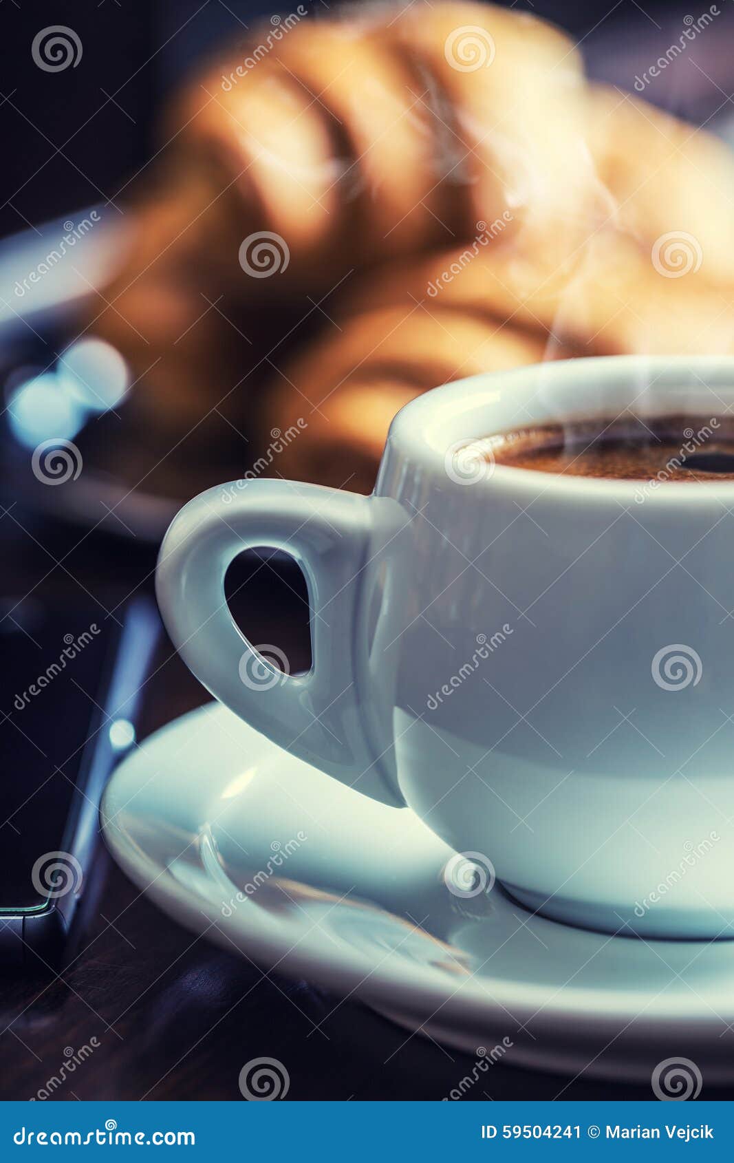 Coffee Break Business. Cup of Coffee Mobile Phone and Newspaper Stock ...