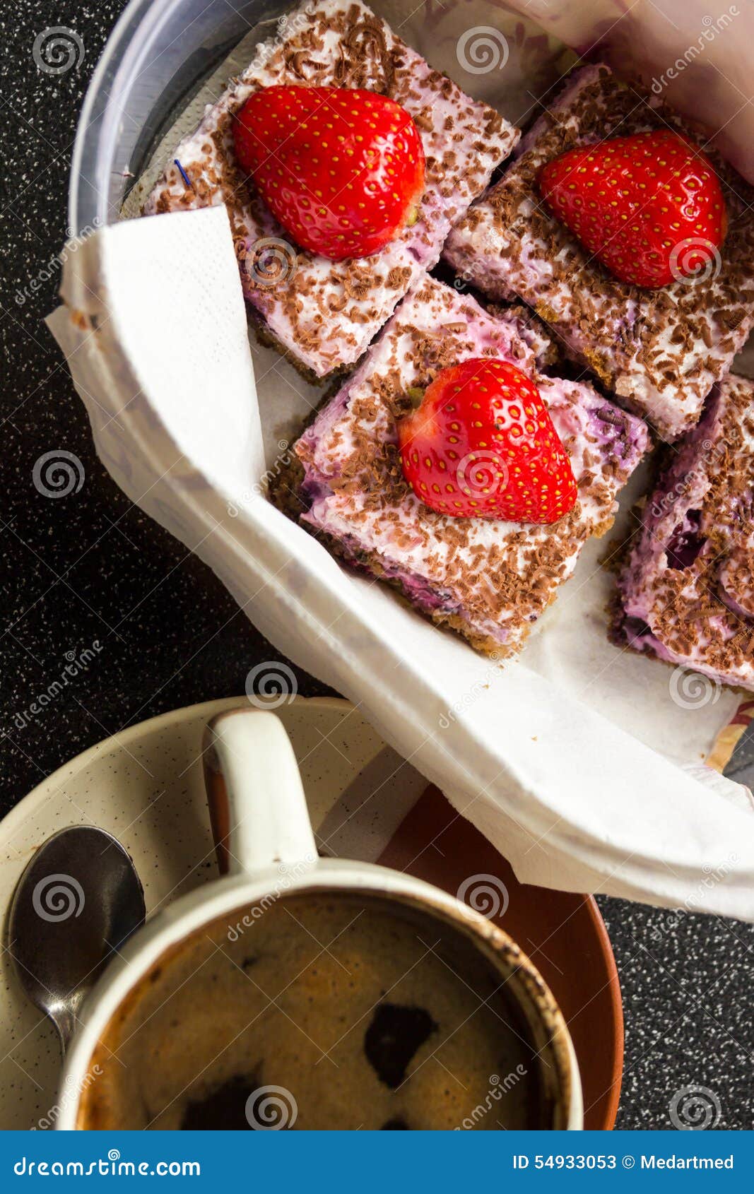 Coffee break with cake stock image. Image of table, happy - 54933053