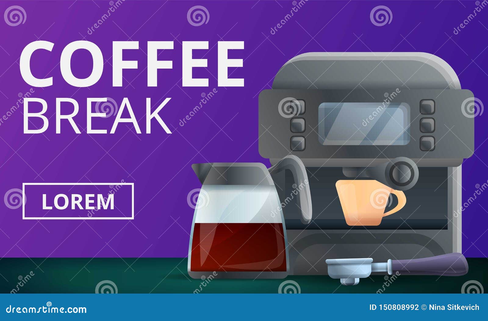 Coffee Break Concept Banner, Cartoon Style Stock Vector - Illustration ...
