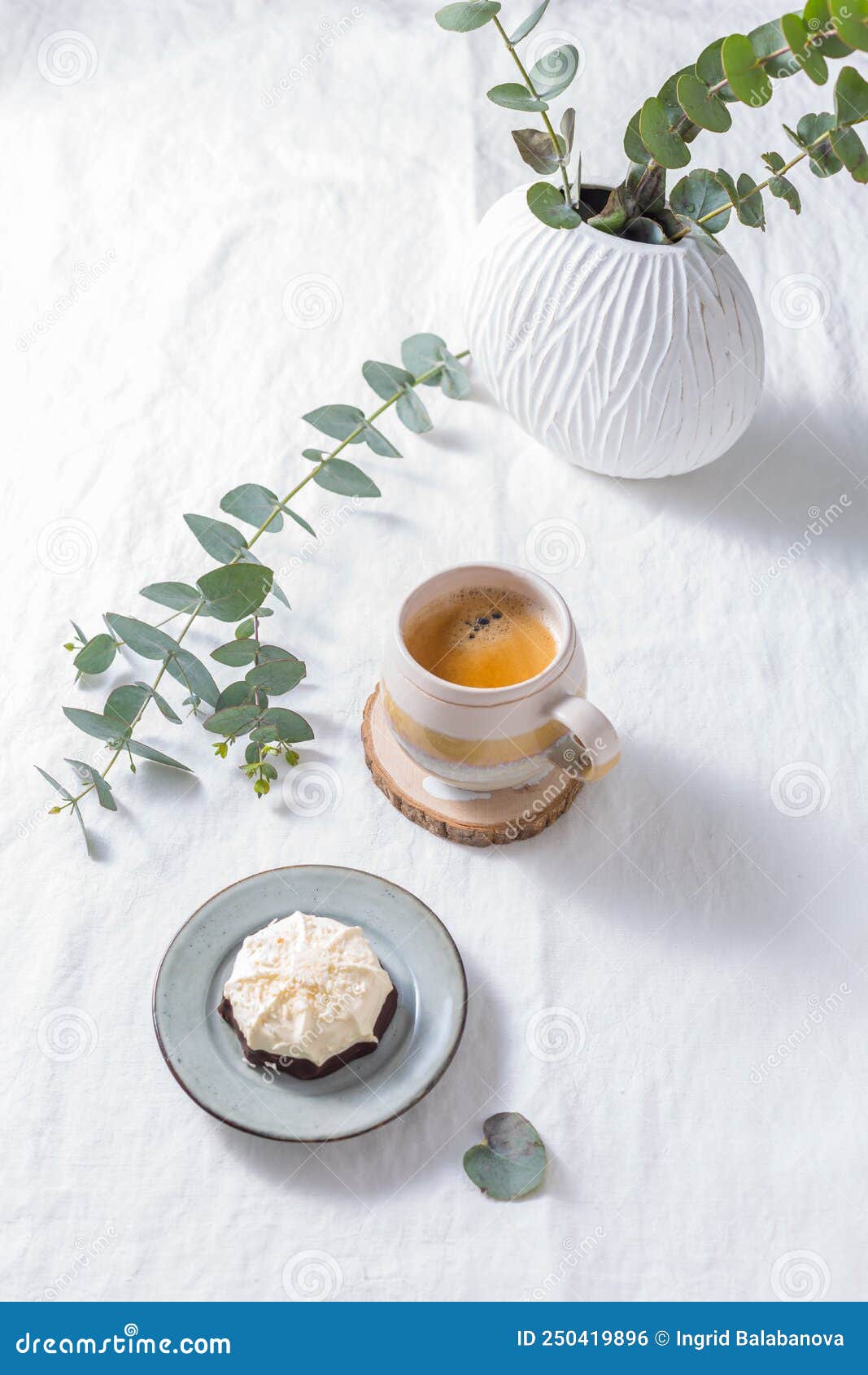 Coffee Break - Cup of Coffee with Sweet Cake or Cookie Stock Photo ...