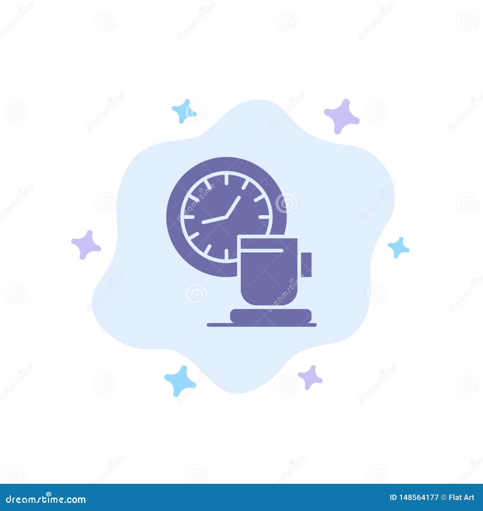 Coffee, Break, Cup, Time, Event Blue Icon on Abstract Cloud Background ...