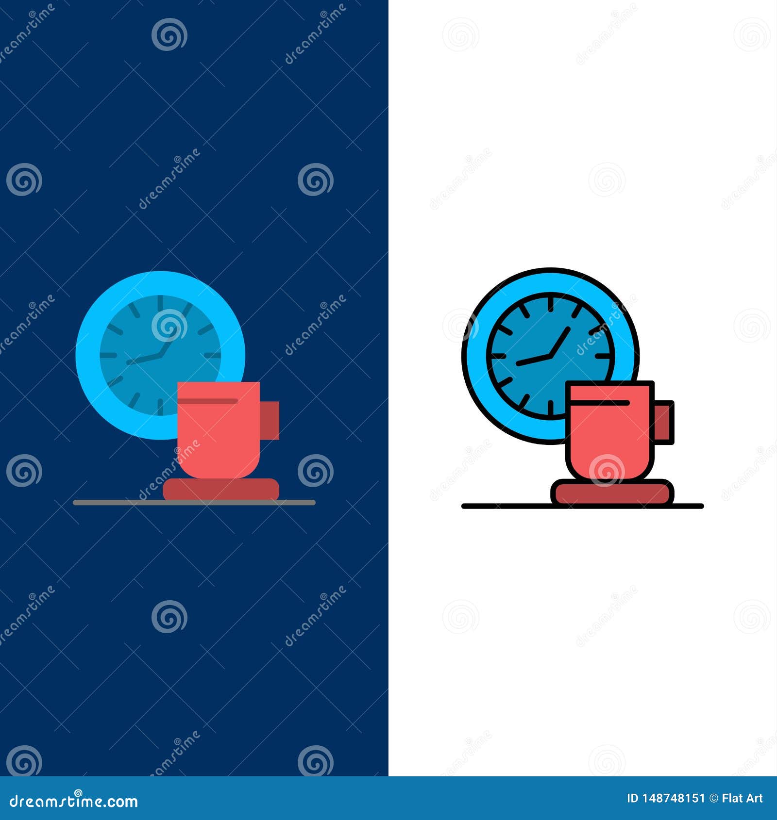 Coffee, Break, Cup, Time, Event Icons. Flat and Line Filled Icon Set ...