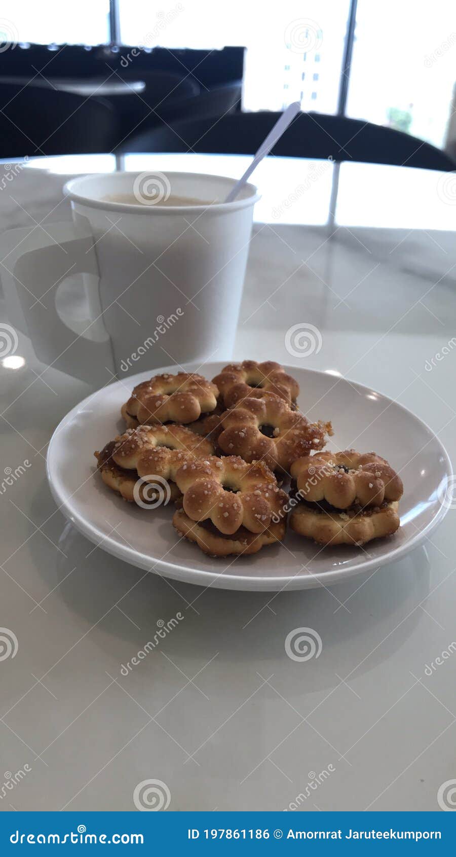 Coffee break stock photo. Image of biscuits, delicious - 197861186