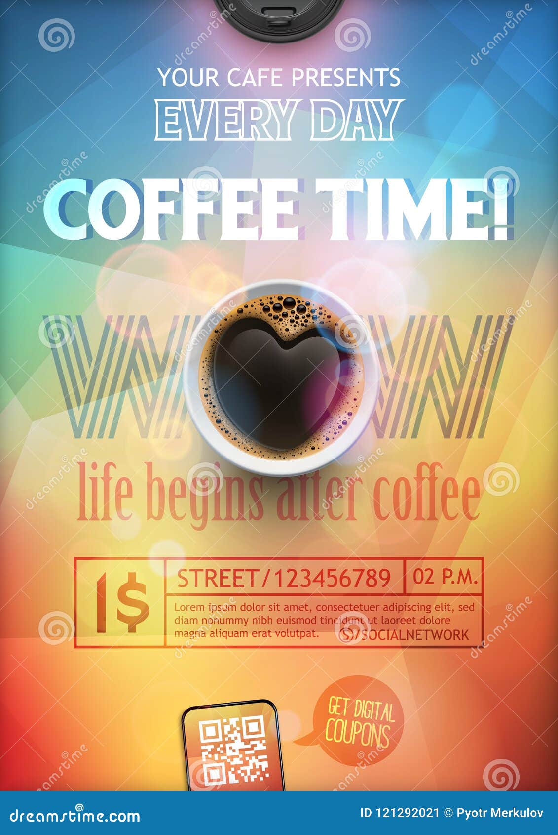 Coffee Break Flye or Poster Layout Template Stock Vector - Illustration ...